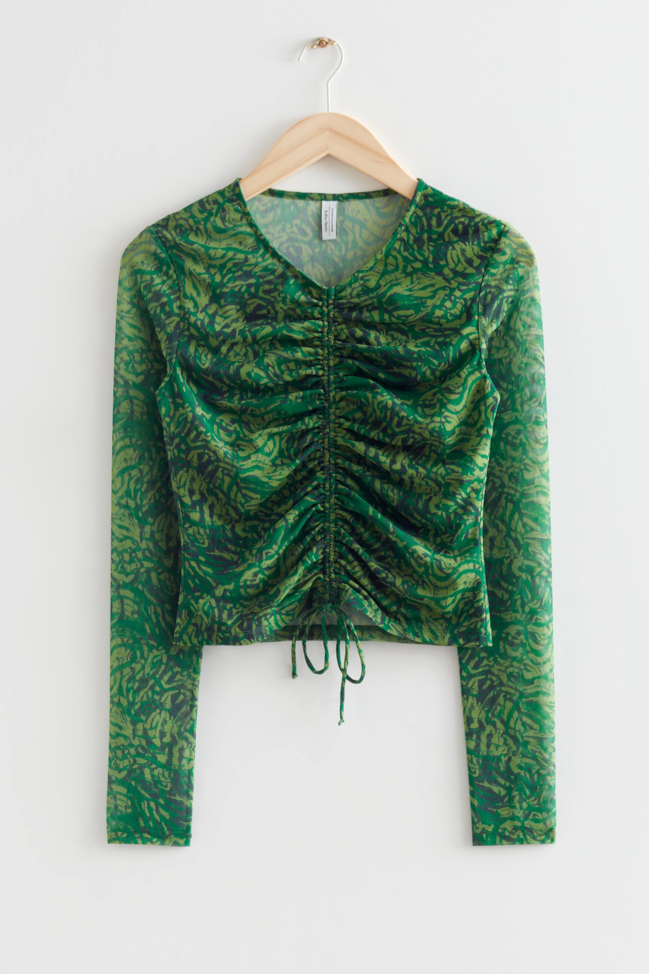 Fitted Drawstring Top - Green - Ladies | H&M GB