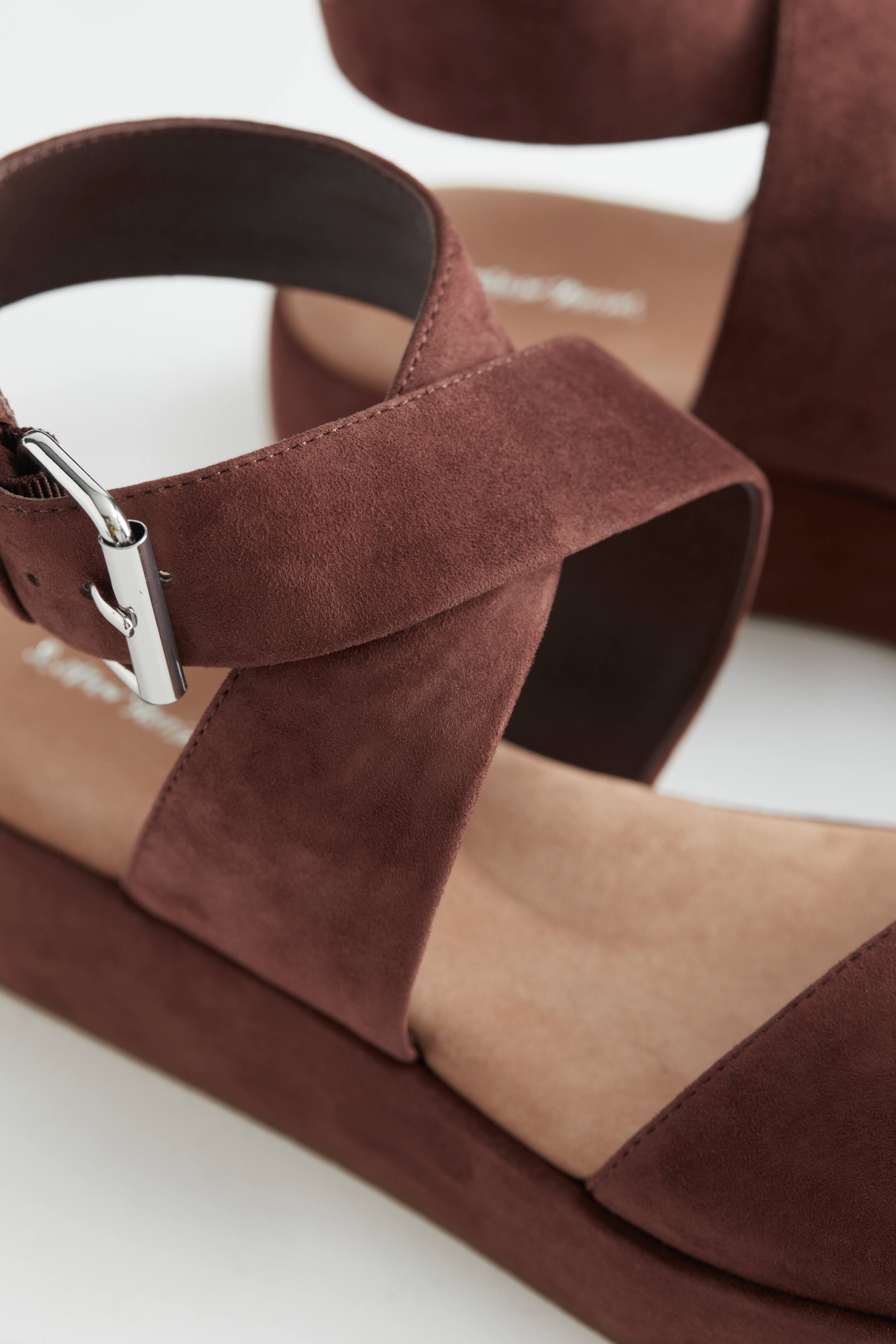 Suede Flatform Sandals - Brown - Ladies | H&M GB