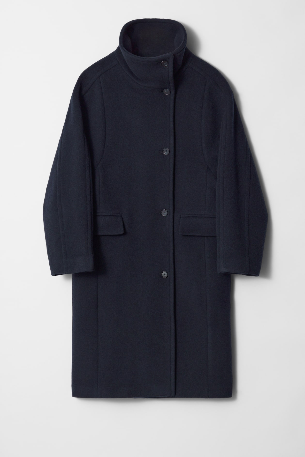 Funnel-Neck Wool Coat - Dark blue - Ladies | H&M GB