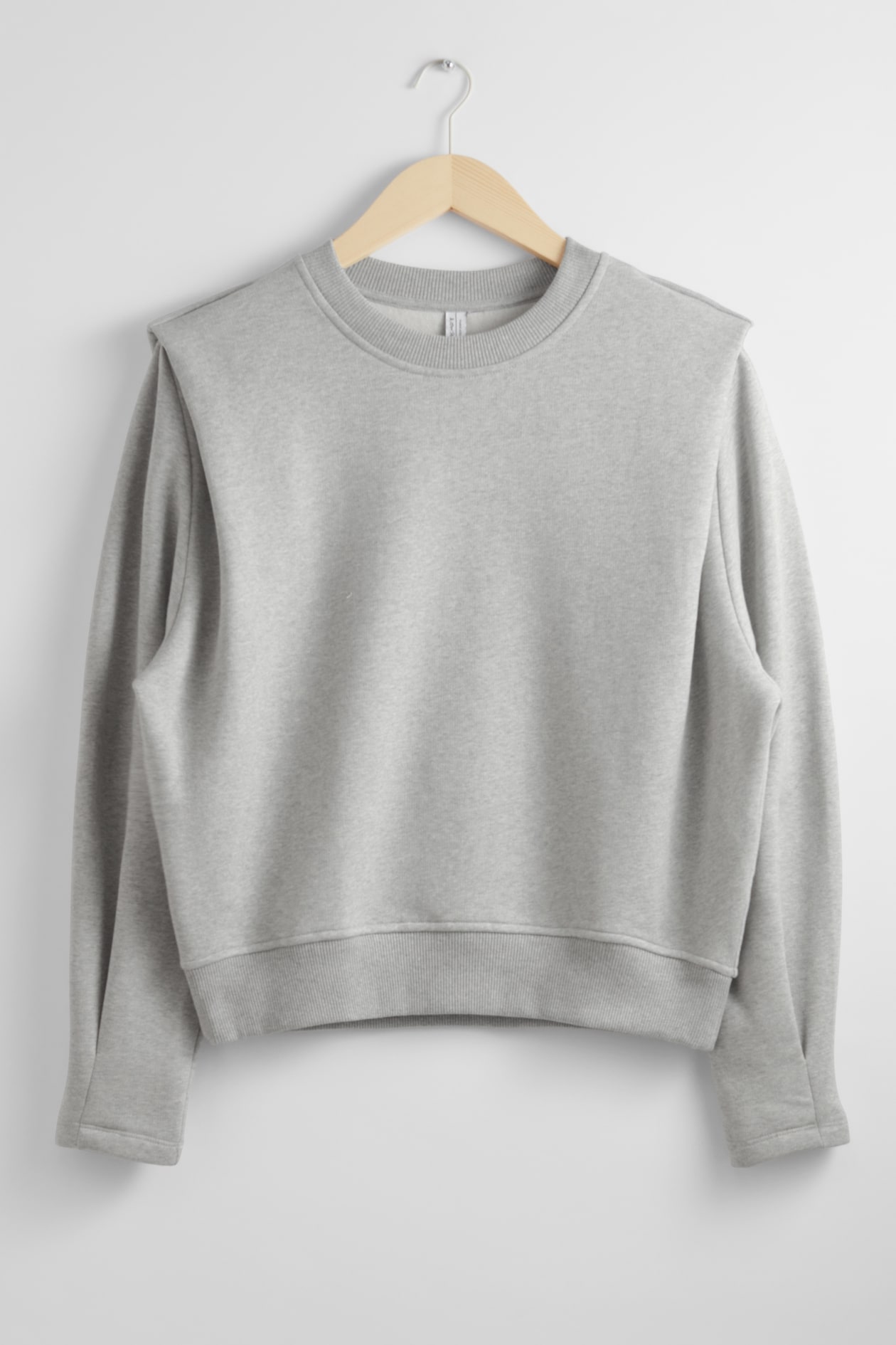 Fitted Pleated-Shoulder Sweatshirt - Grey Melange - Ladies | H&M GB