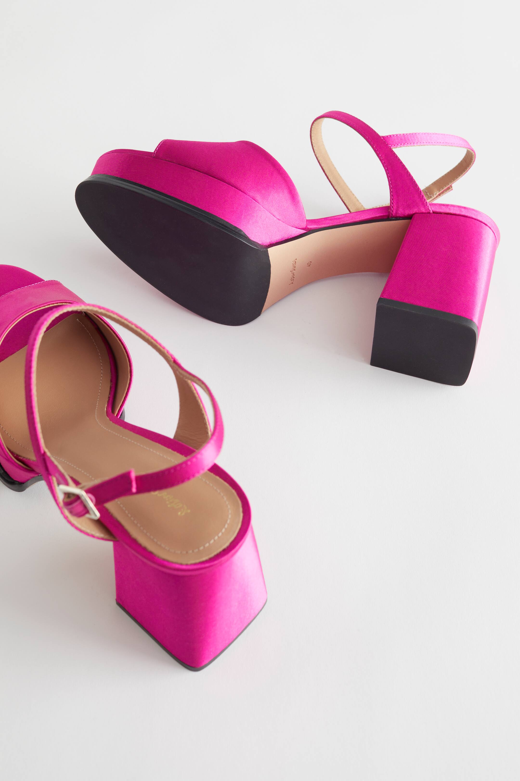 Flared Heel Platform Sandals - Bright Pink - Ladies | H&M GB