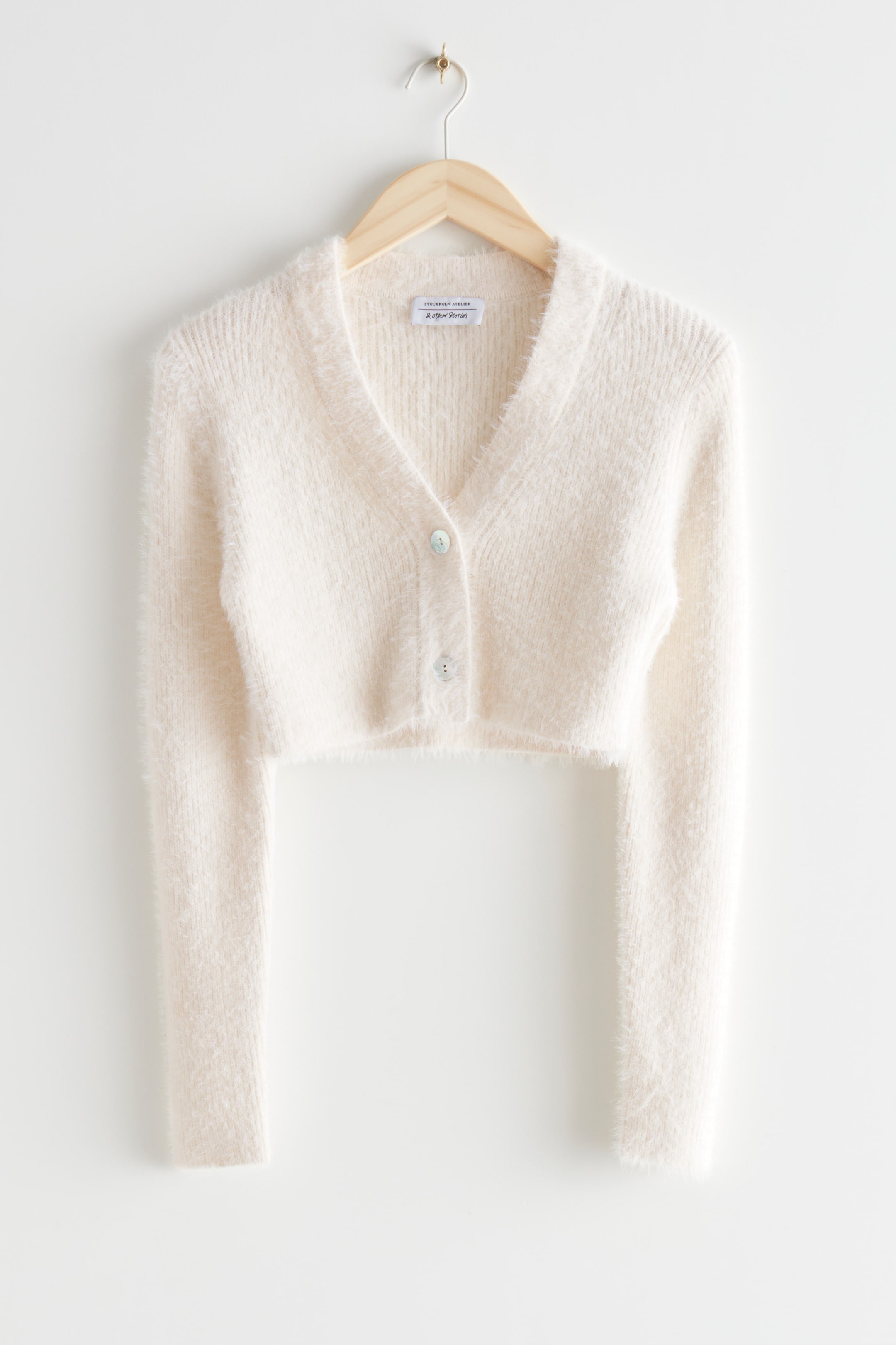Cropped Fuzzy Cardigan - White - Ladies | H&M GB