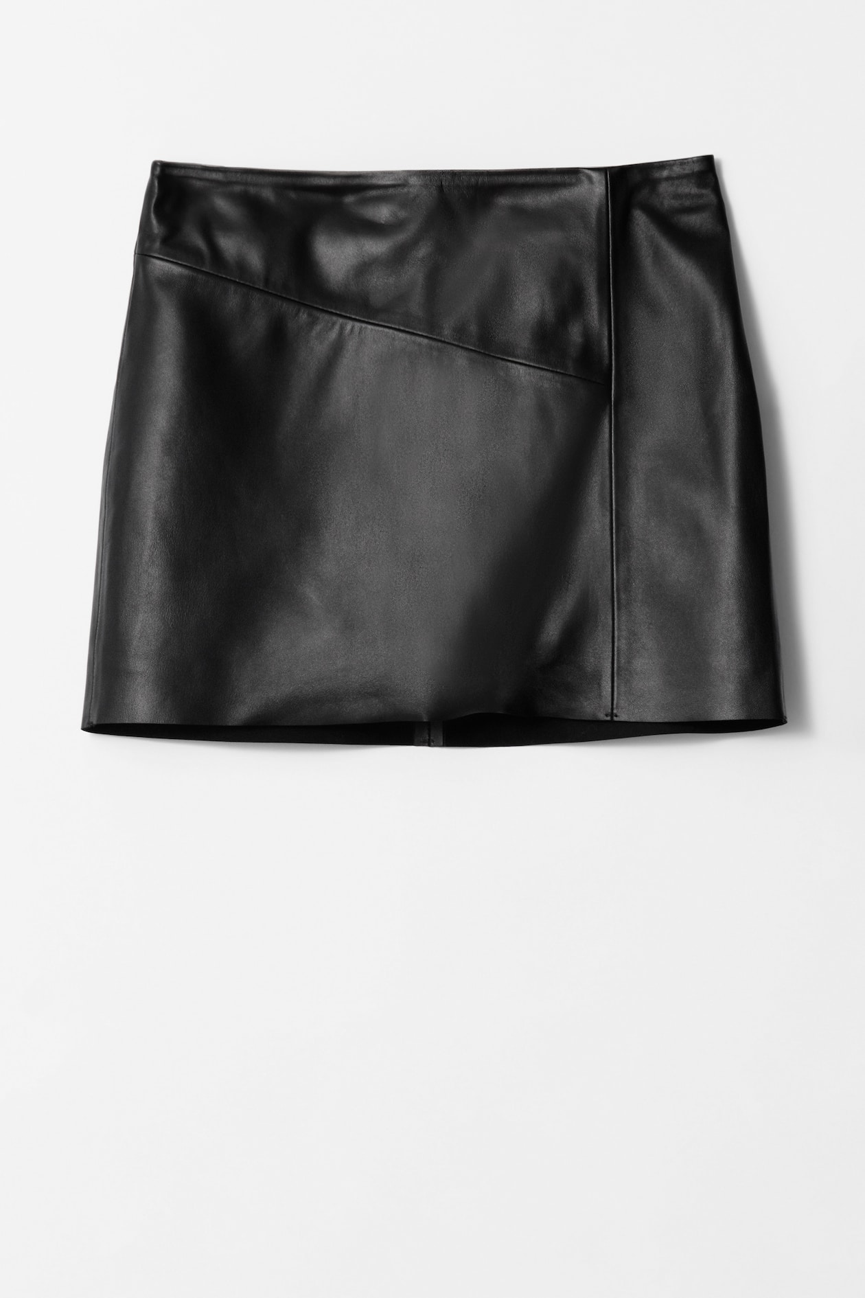 Leren minirok met onafgewerkte rand - Zwart - DAMES | H&M NL