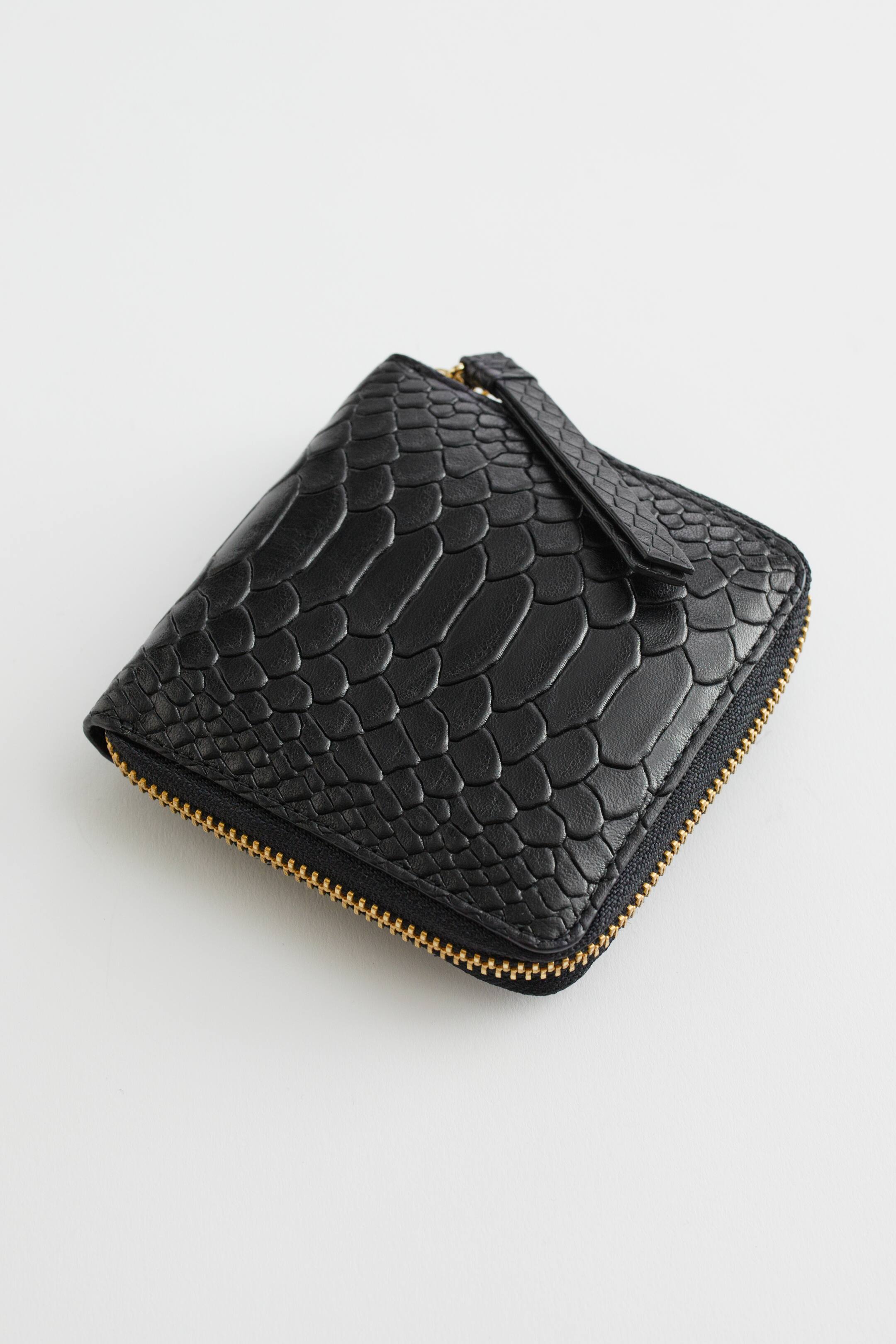 Embossed Leather Zip Wallet - Black Snake - Ladies | H&M GB