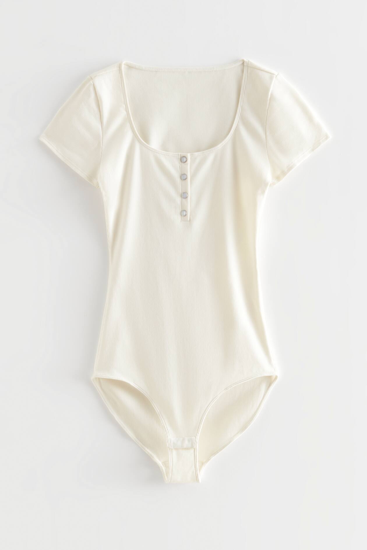 Buttoned Short Sleeve Bodysuit - White - Ladies | H&M GB