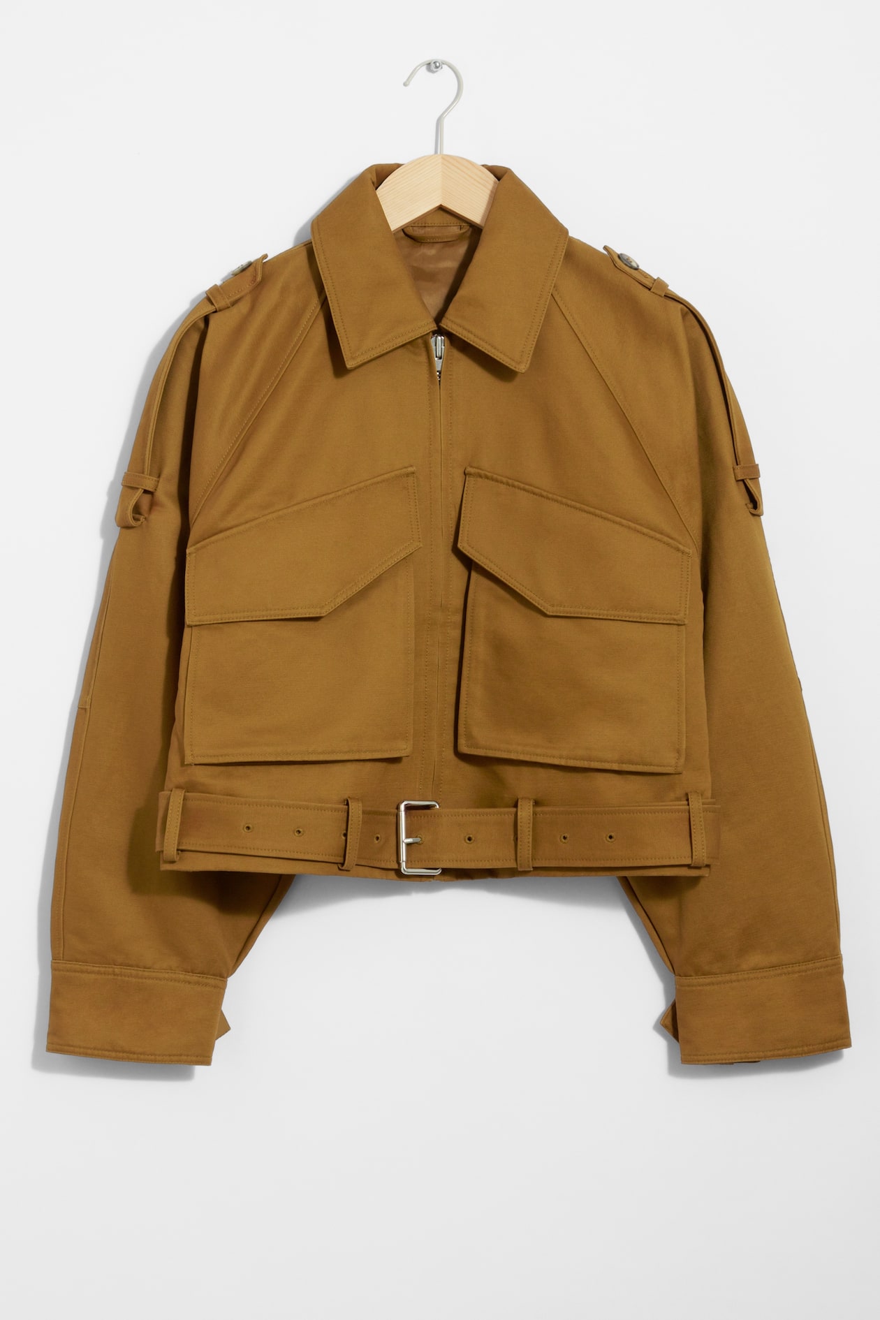 Jacka med skärp och påsydda fickor - Brun - DAM | H&M SE