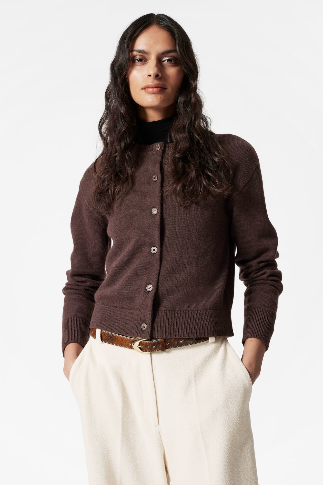 Cardigan en laine mérinos - Marron foncé - FEMME | H&M BE