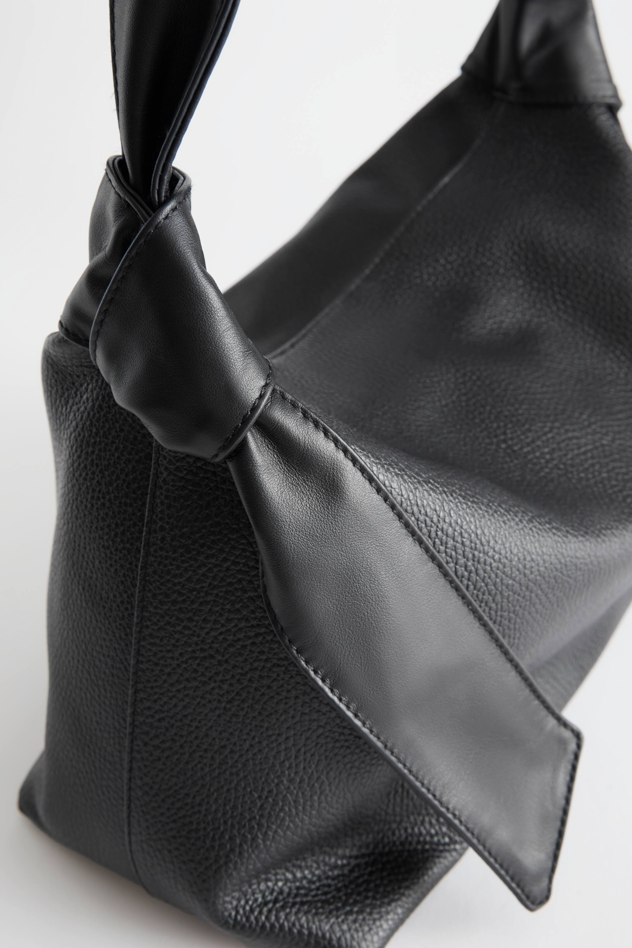 Knotted Leather Midi Handbag - Black - Ladies | H&M GB