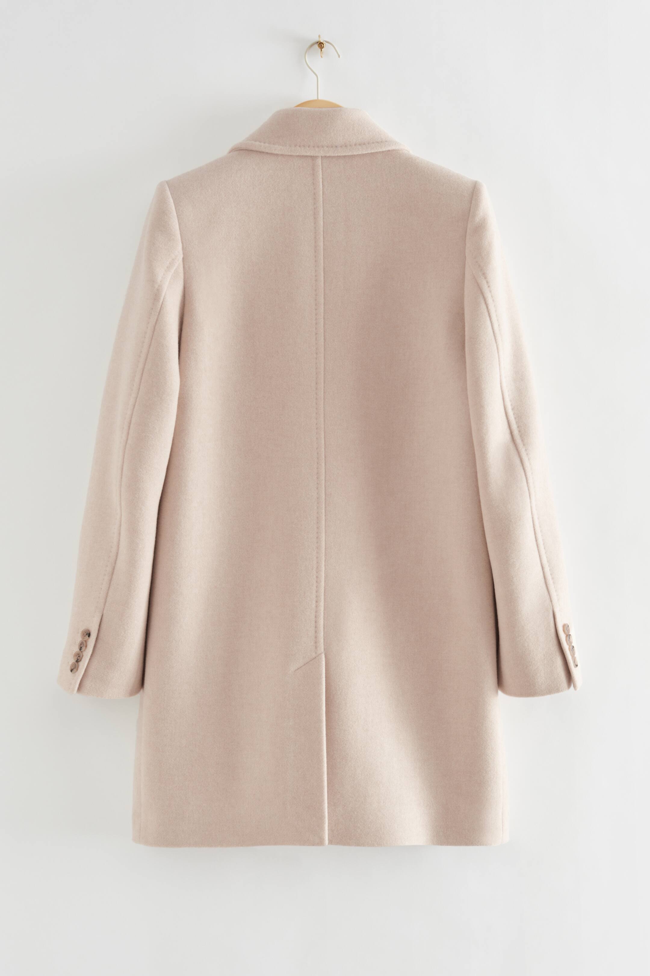 Boxy Double-Breasted Wool Coat - Hvid - DAME | H&M DK