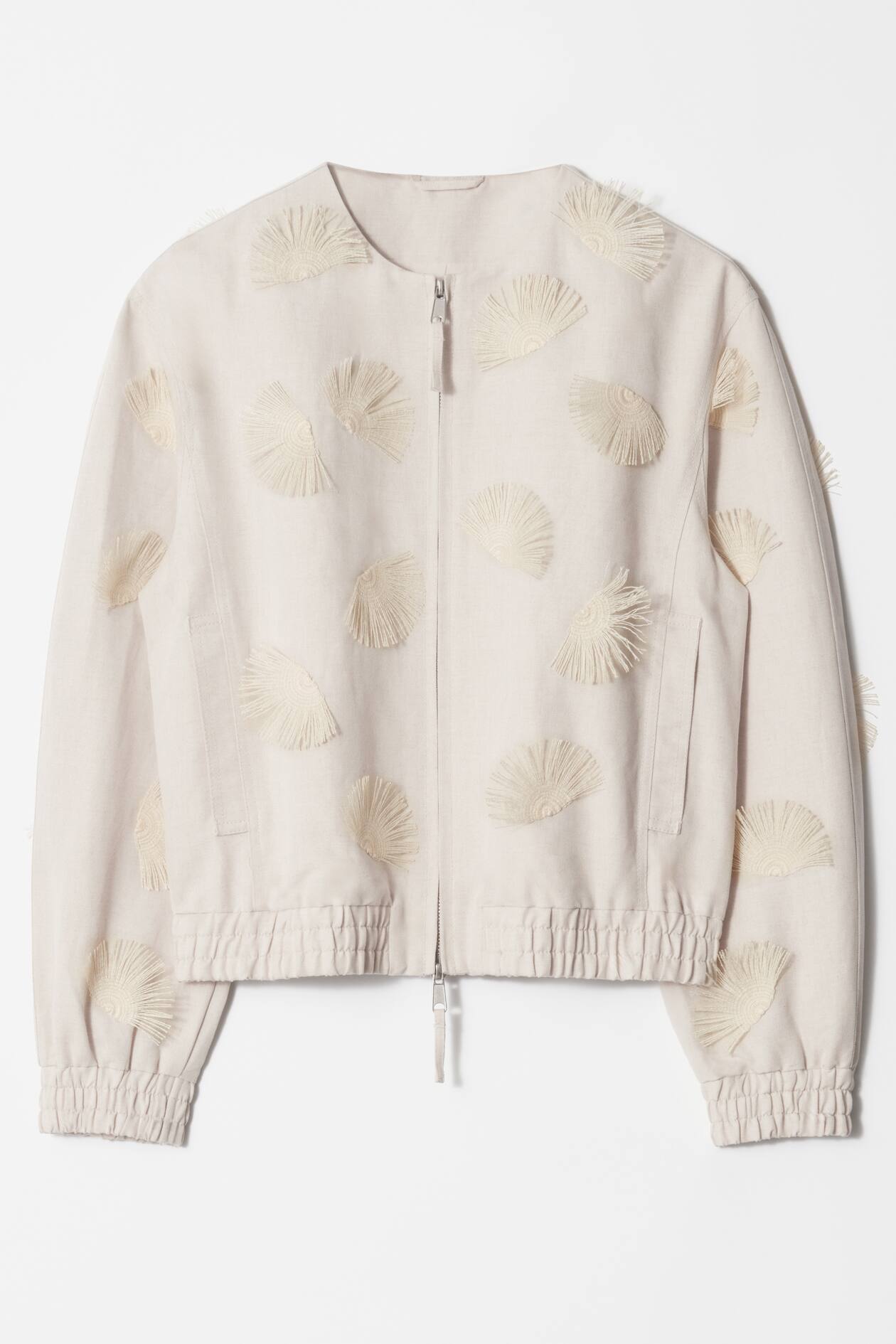 Kirjailtu takki pellavasekoitetta - Beige - NAISET | H&M FI