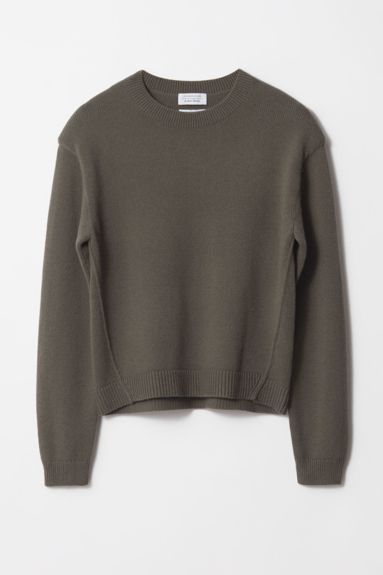 Padded-Shoulder Merino Jumper - Khaki - Ladies | H&M GB