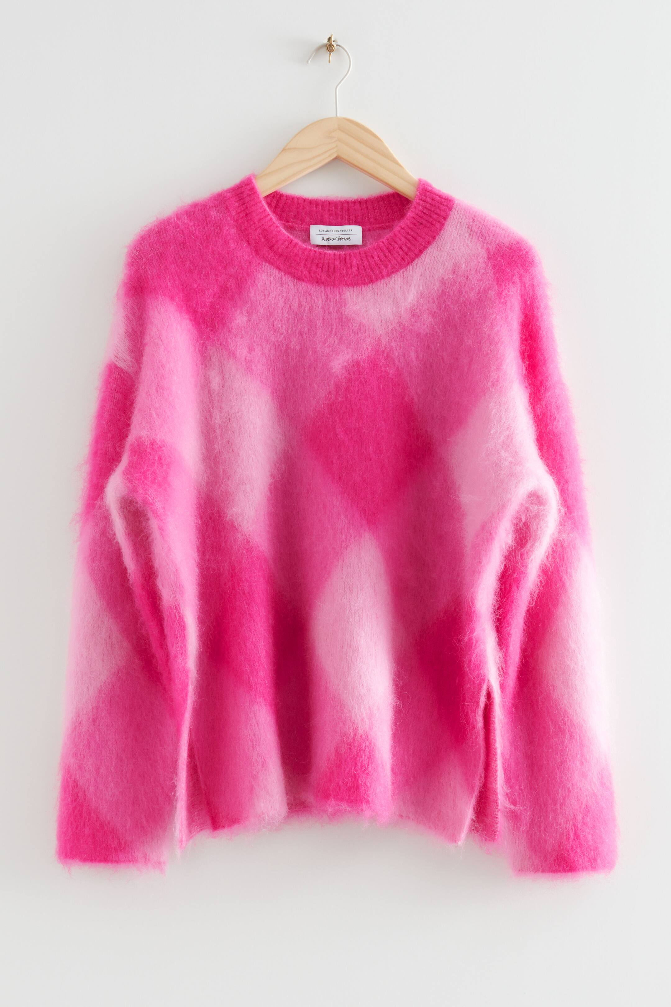 Sweater i Mohair med Diagonalt Plaidmønster - Lyserød - DAME | H&M DK