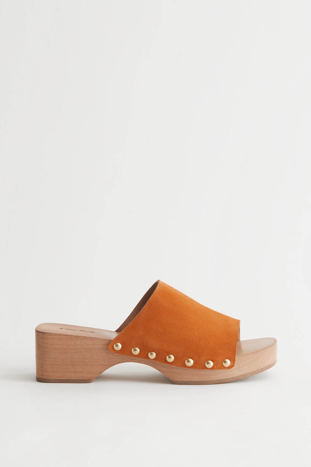 Studded Suede Wooden Clogs - Orange - Ladies | H&M GB
