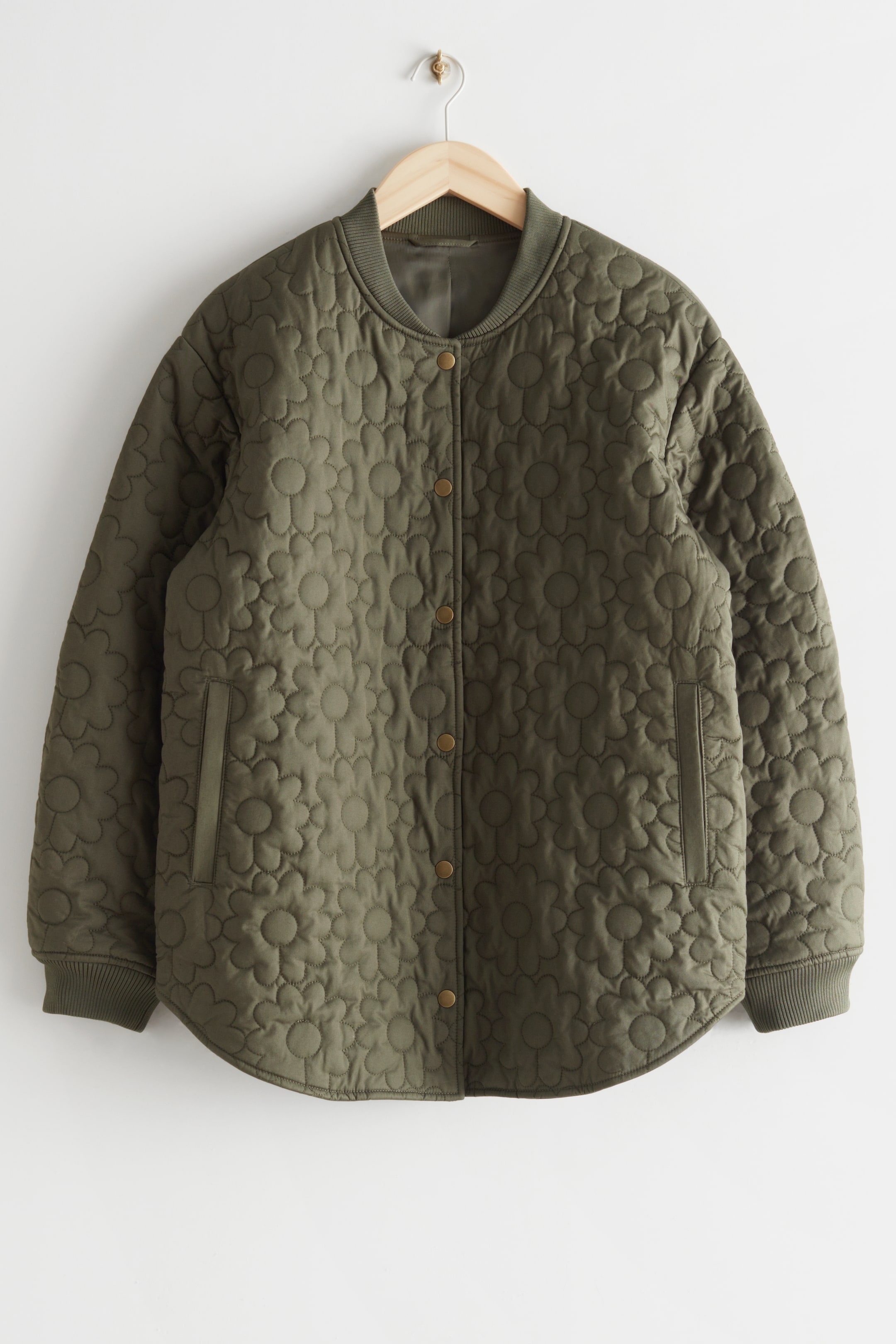 Oversized Floral Quilted Jacket - Langt erme - Kort - Kaki - DAME | H&M NO