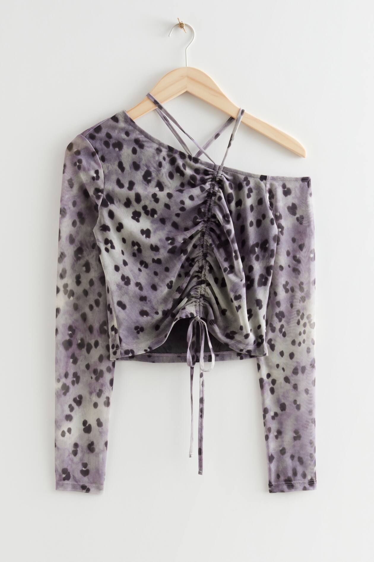 One-Shoulder Drawstring Top - Grey Print - Ladies | H&M GB