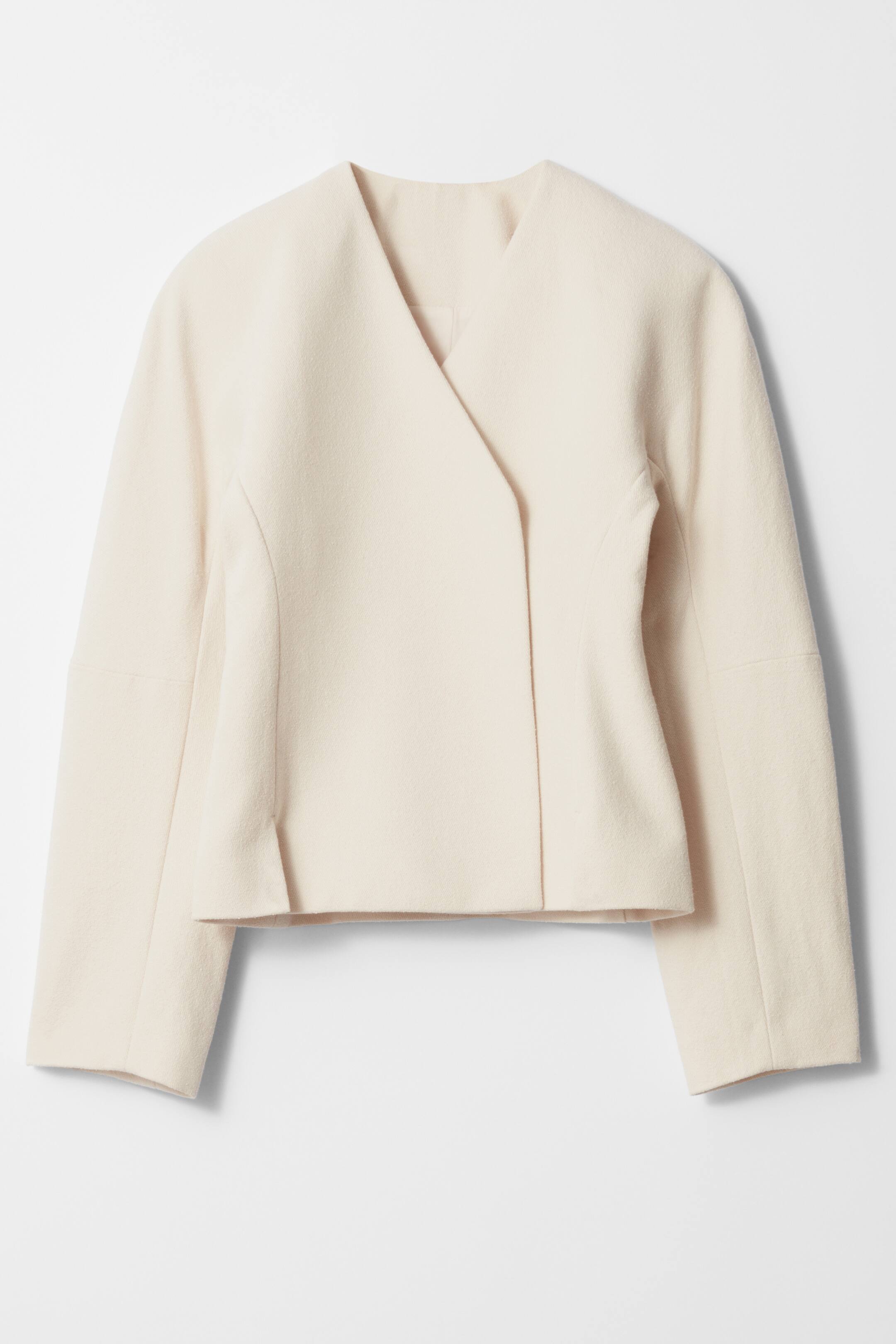 Funnel-Sleeve Wrap-Front Blazer - White - Ladies | H&M GB