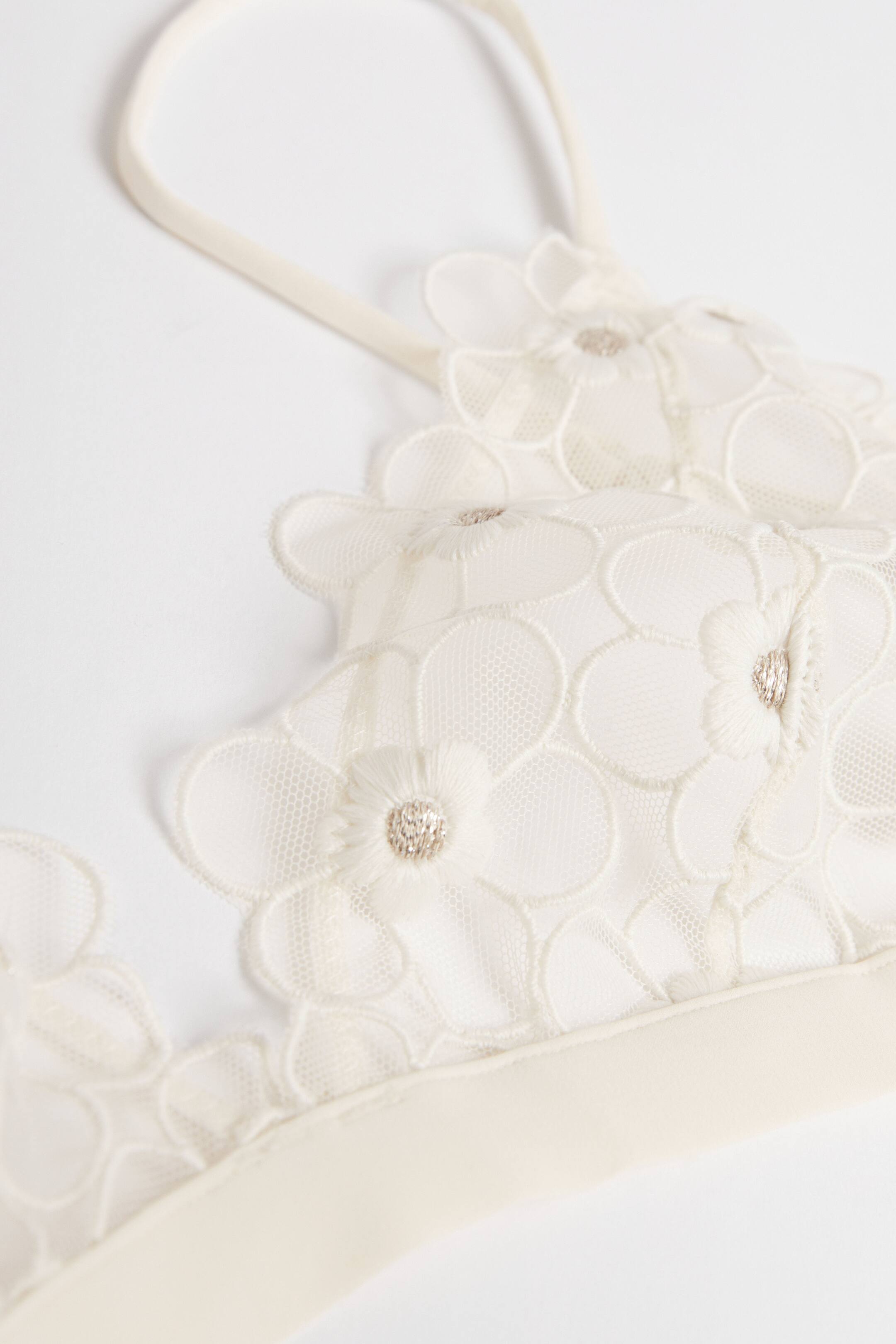 Fancy Floral Lace Soft Bra - Ivory - Ladies | H&M GB