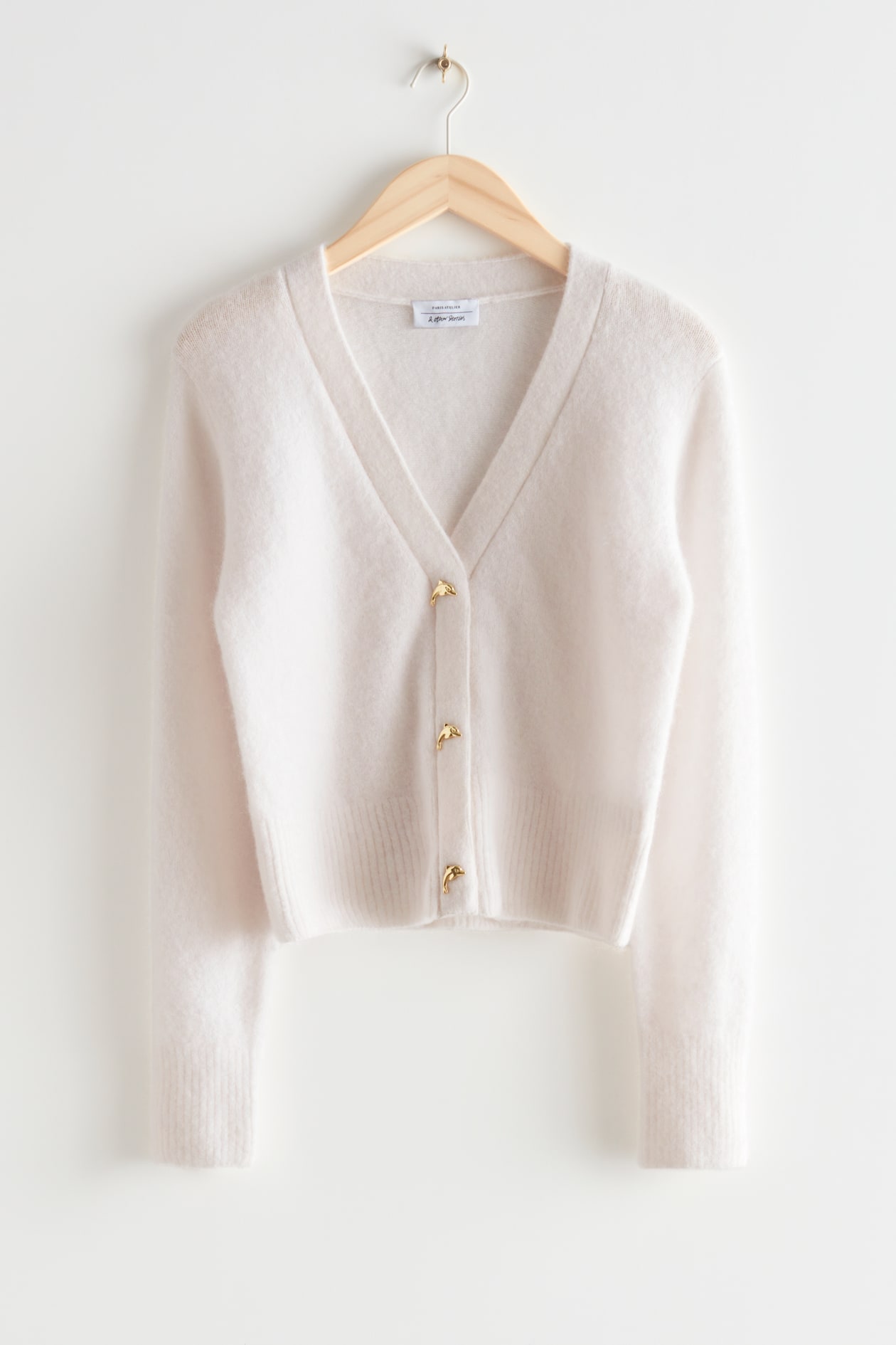 Gold Button Cardigan - White - Ladies | H&M GB