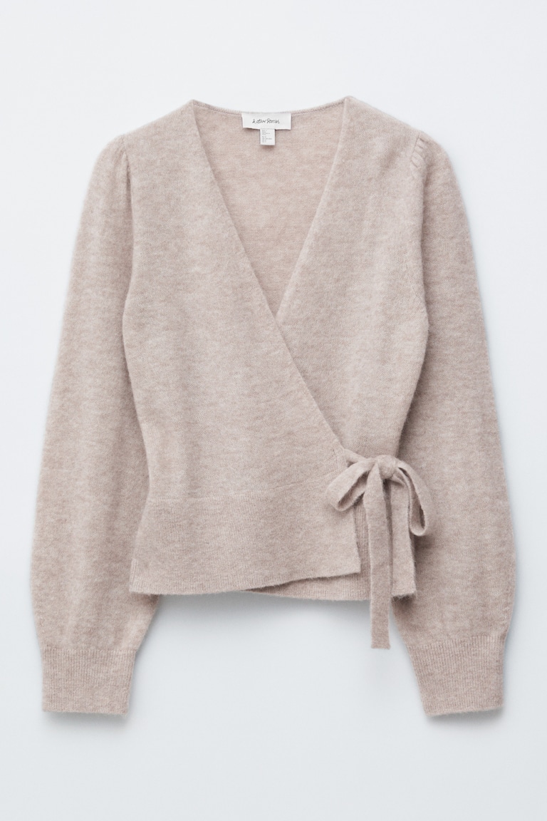 Mohair-Blend Knitted Wrap Cardigan - Beige - Ladies | H&M GB
