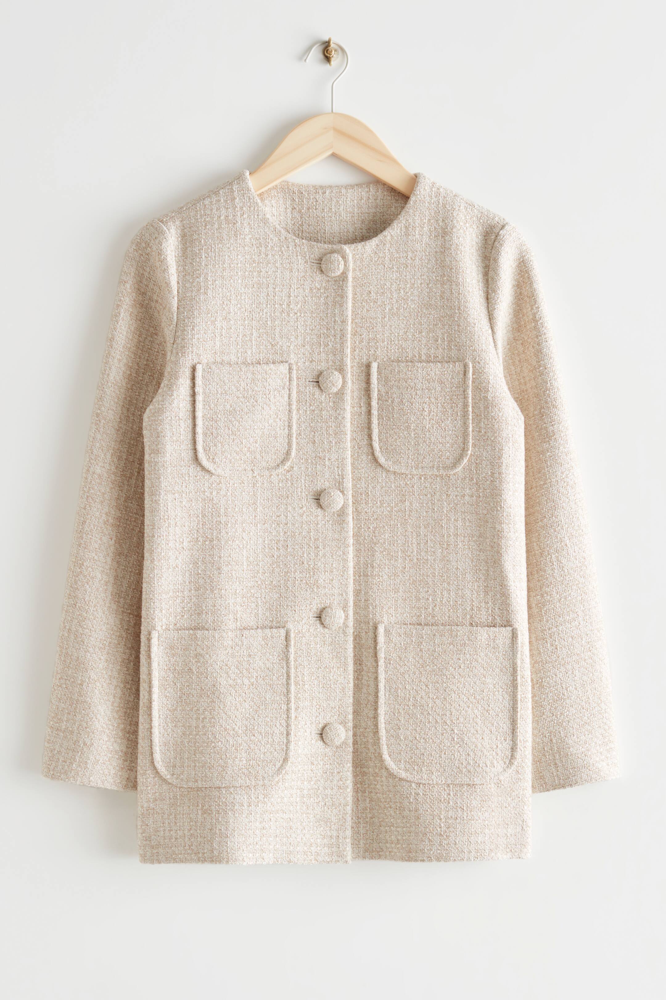 Collarless Jacket - Beige - Ladies | H&M GB