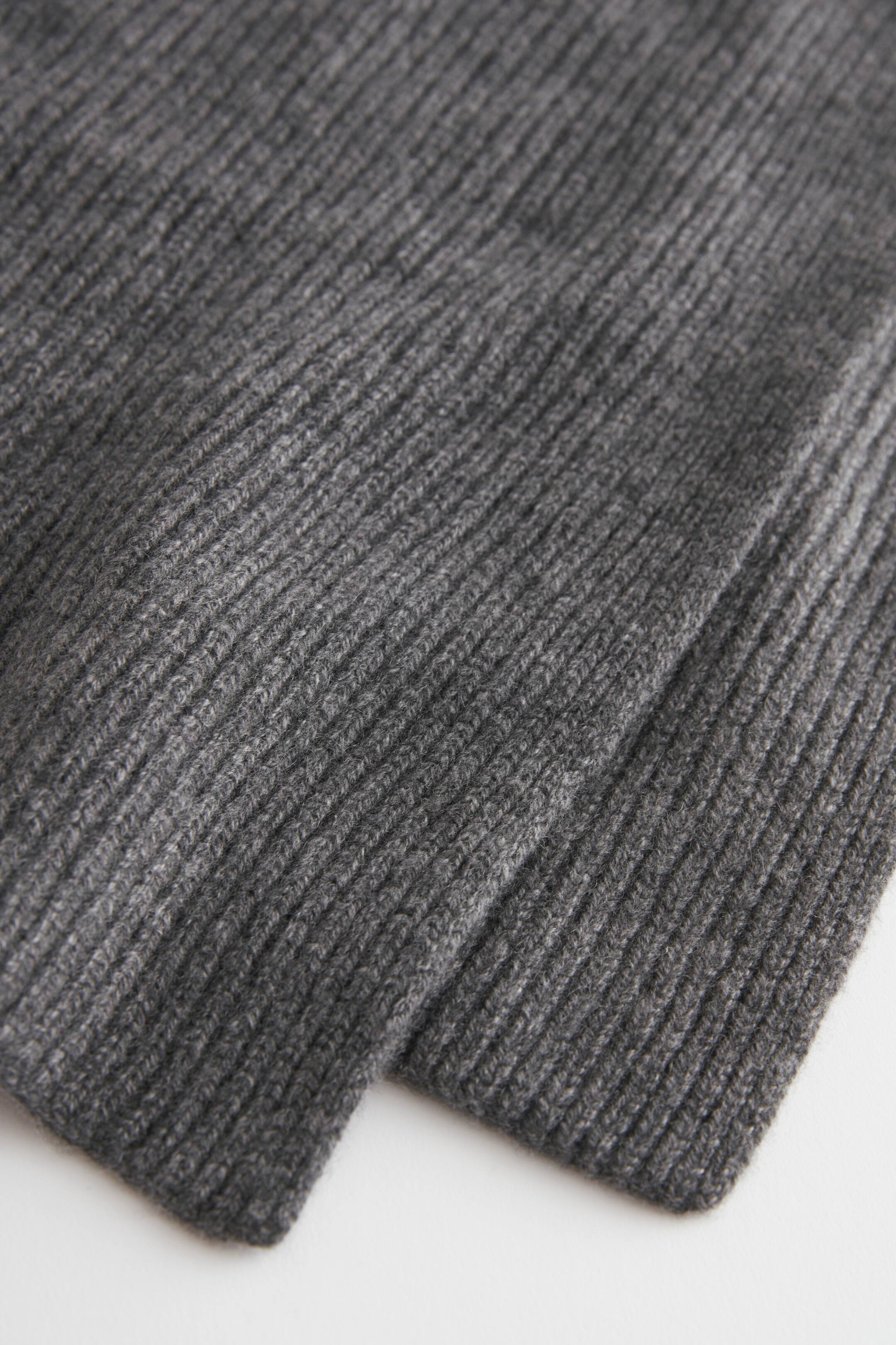 Cashmere Ribbed Knit Scarf - Grey - Ladies | H&M GB