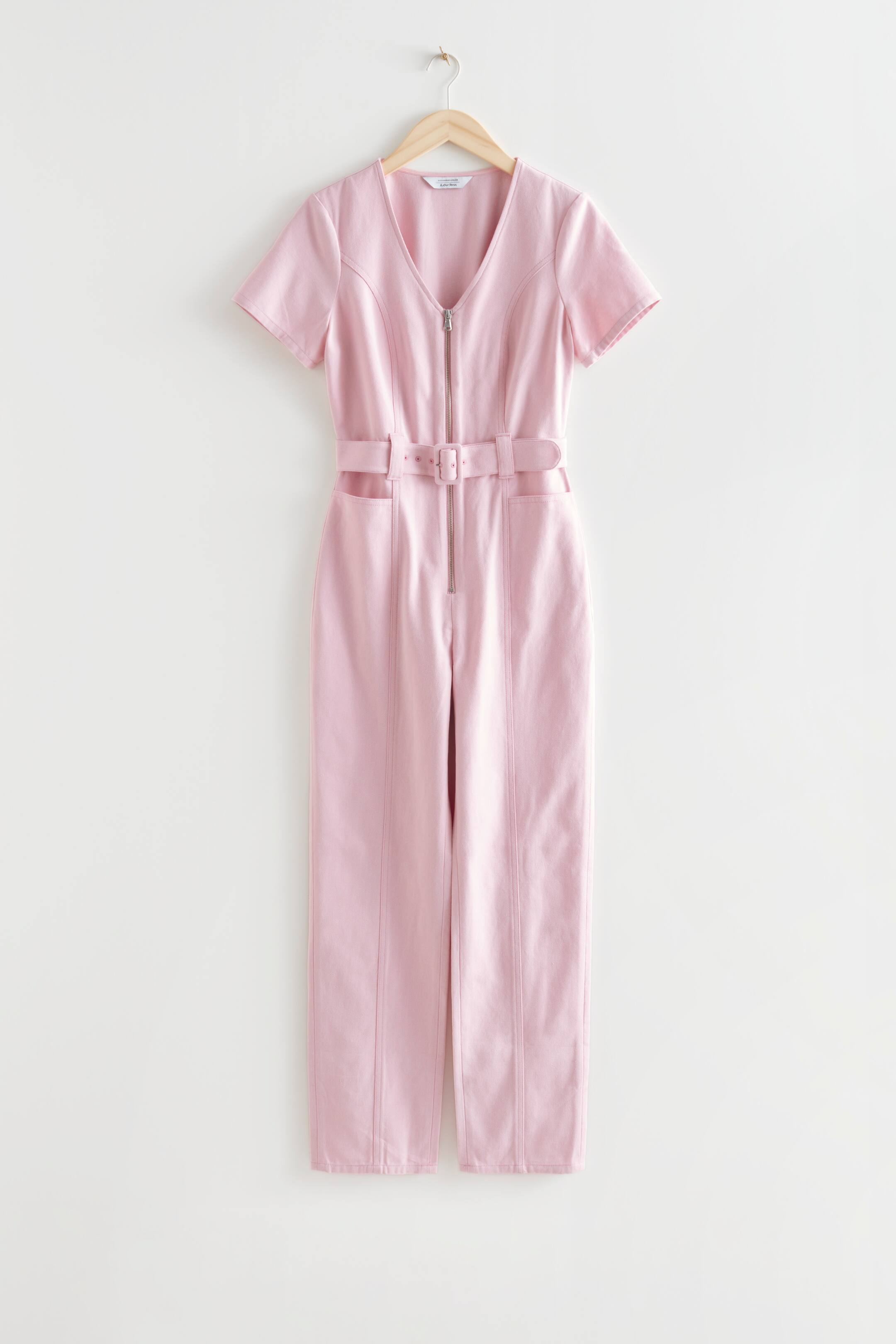 Belted V-Cut Jumpsuit - Pink - Ladies | H&M GB