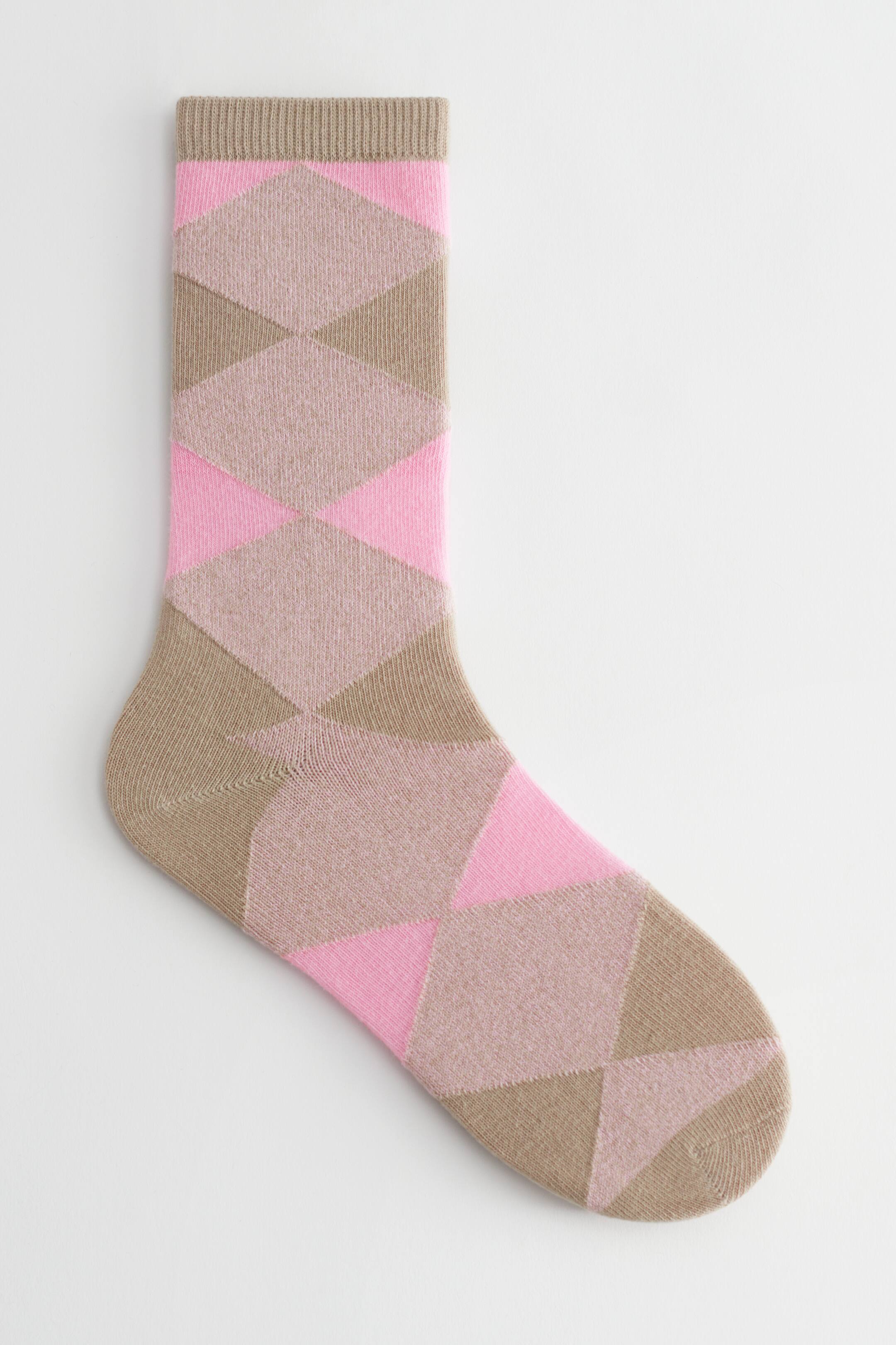 Classic Argyle Print Socks - Beige/Pink - Ladies | H&M GB