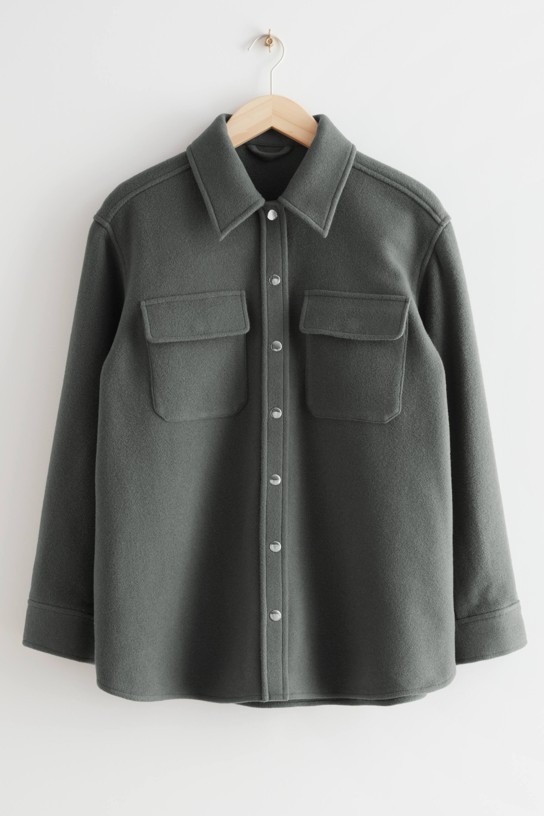 Oversized Wool Blend Overshirt - Dark Grey - Ladies | H&M GB