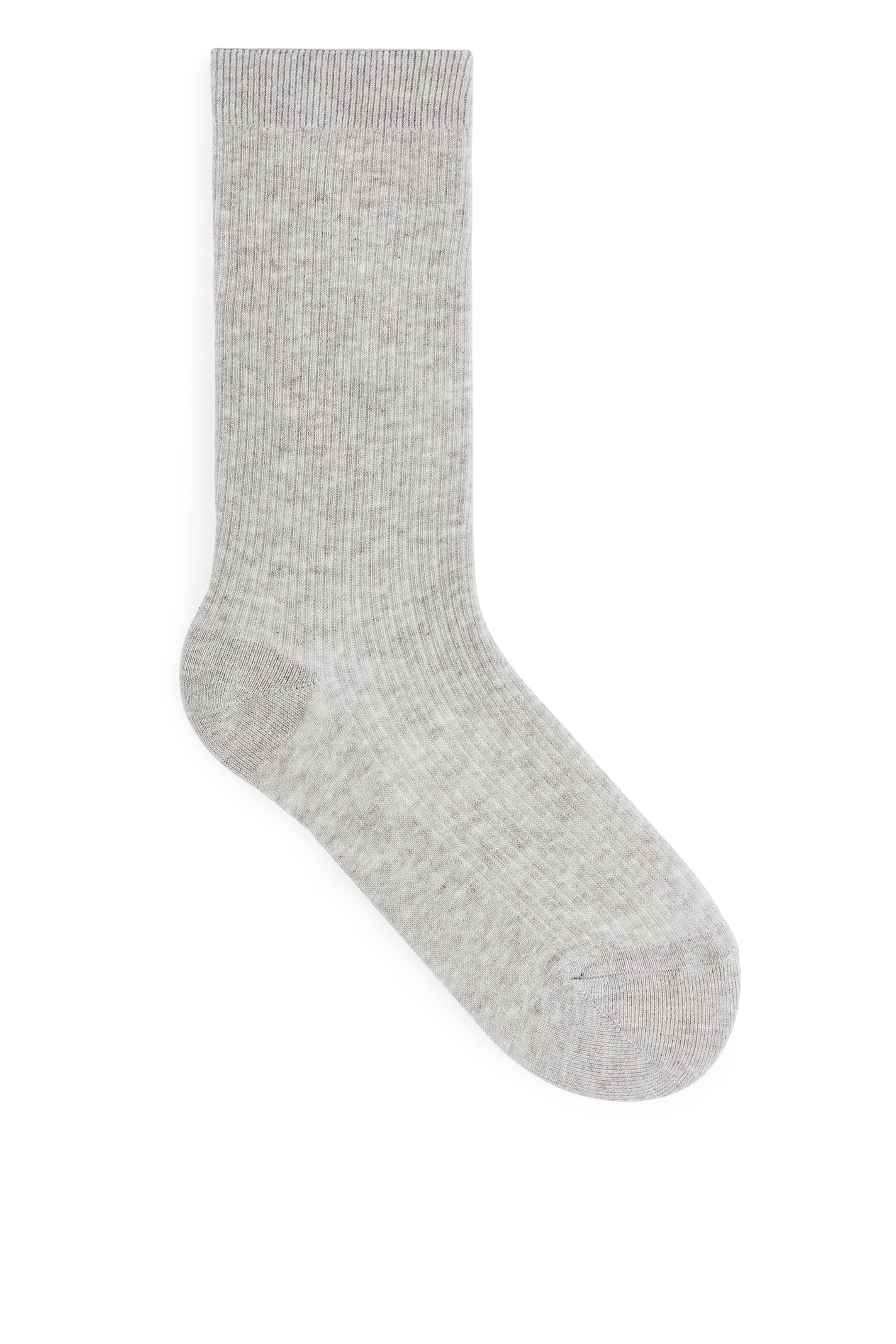 Cotton Rib Socks - Light Grey Melange - DAME | H&M NO