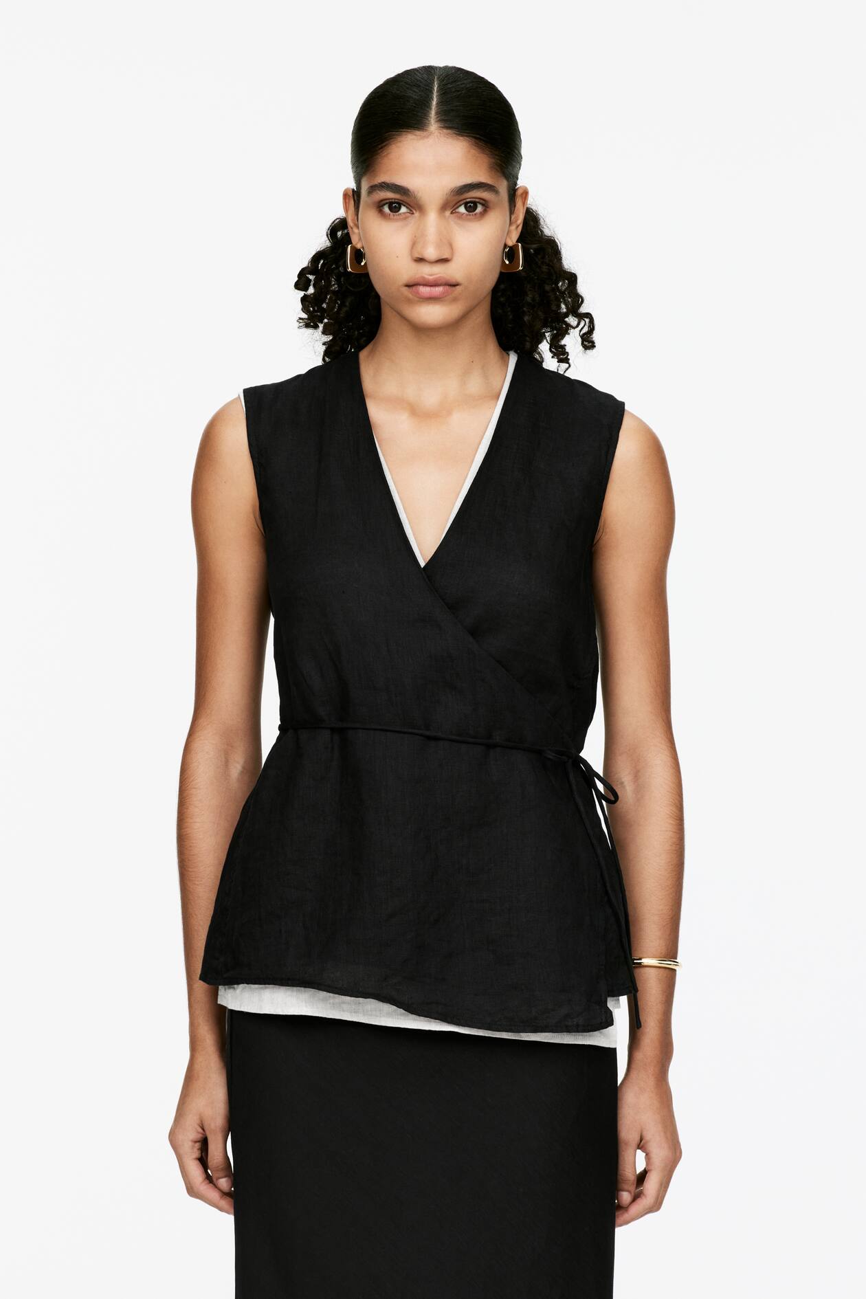 Len wrap top - Fekete - NŐI | H&M HU