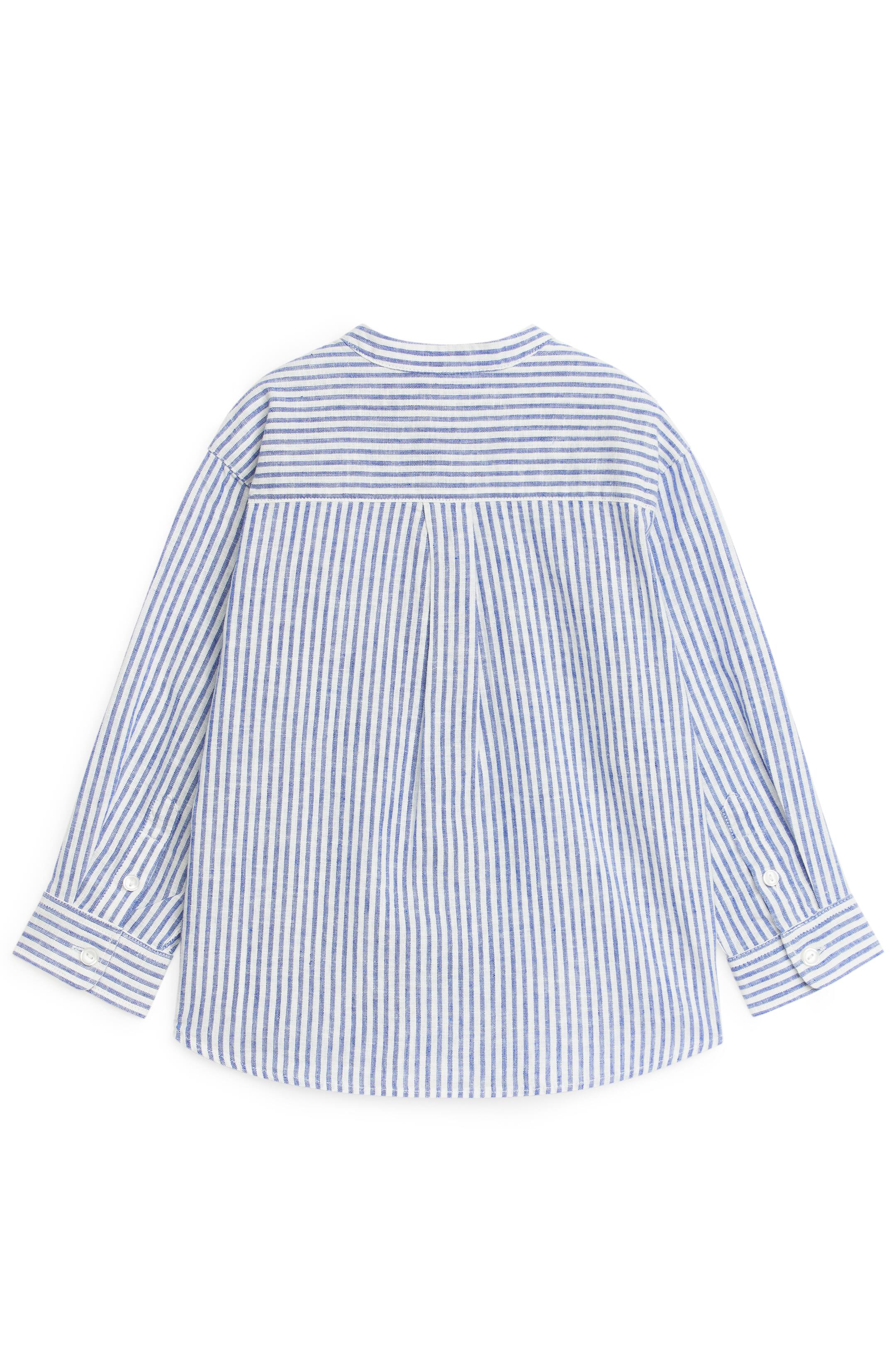 Henley Linen Shirt - Langt erme - Normal lengde - Blå/stripe - BARN | H ...