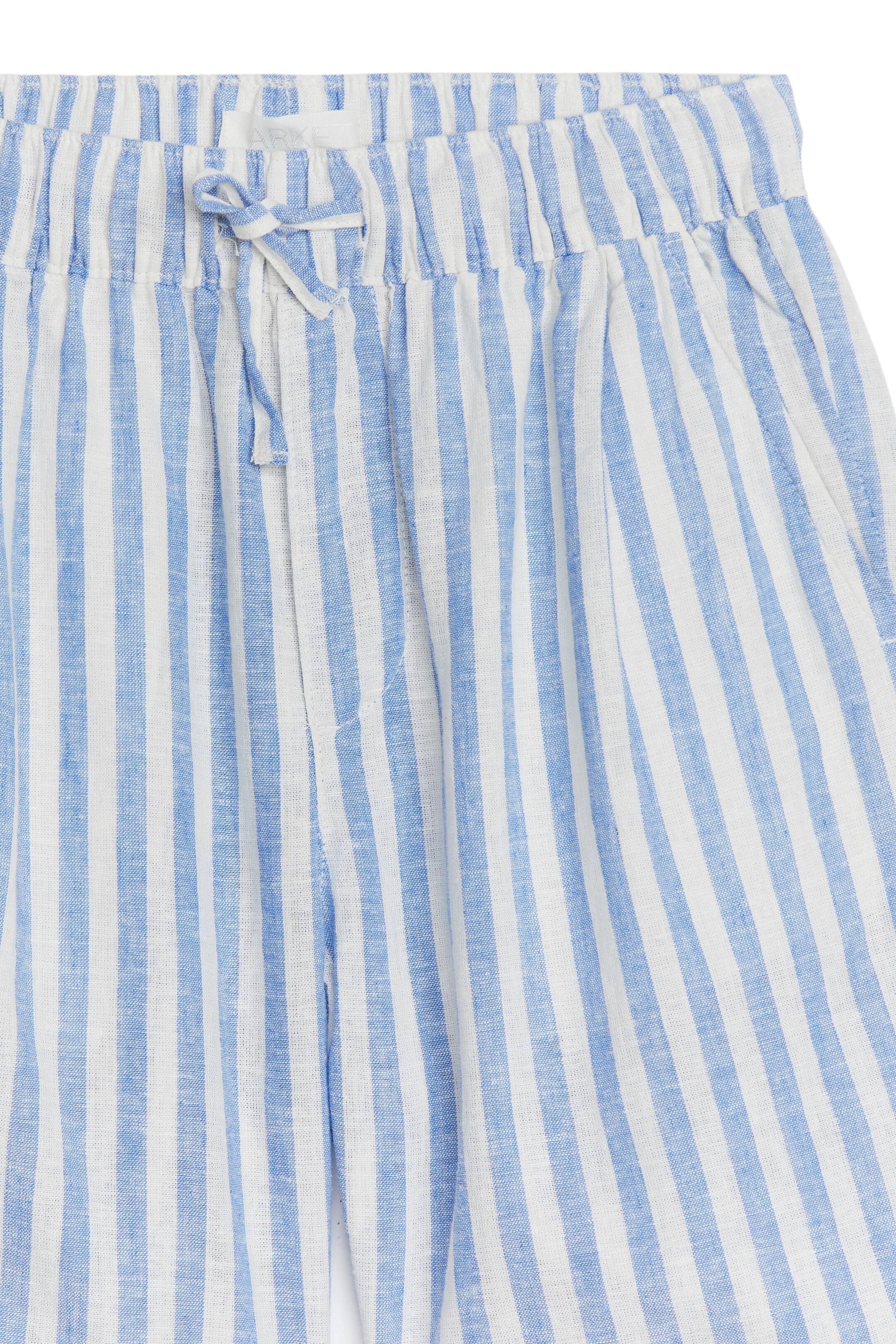 Cotton-Linen Shorts - Normalhøy midje - Kort - Blå/hvit - BARN | H&M NO