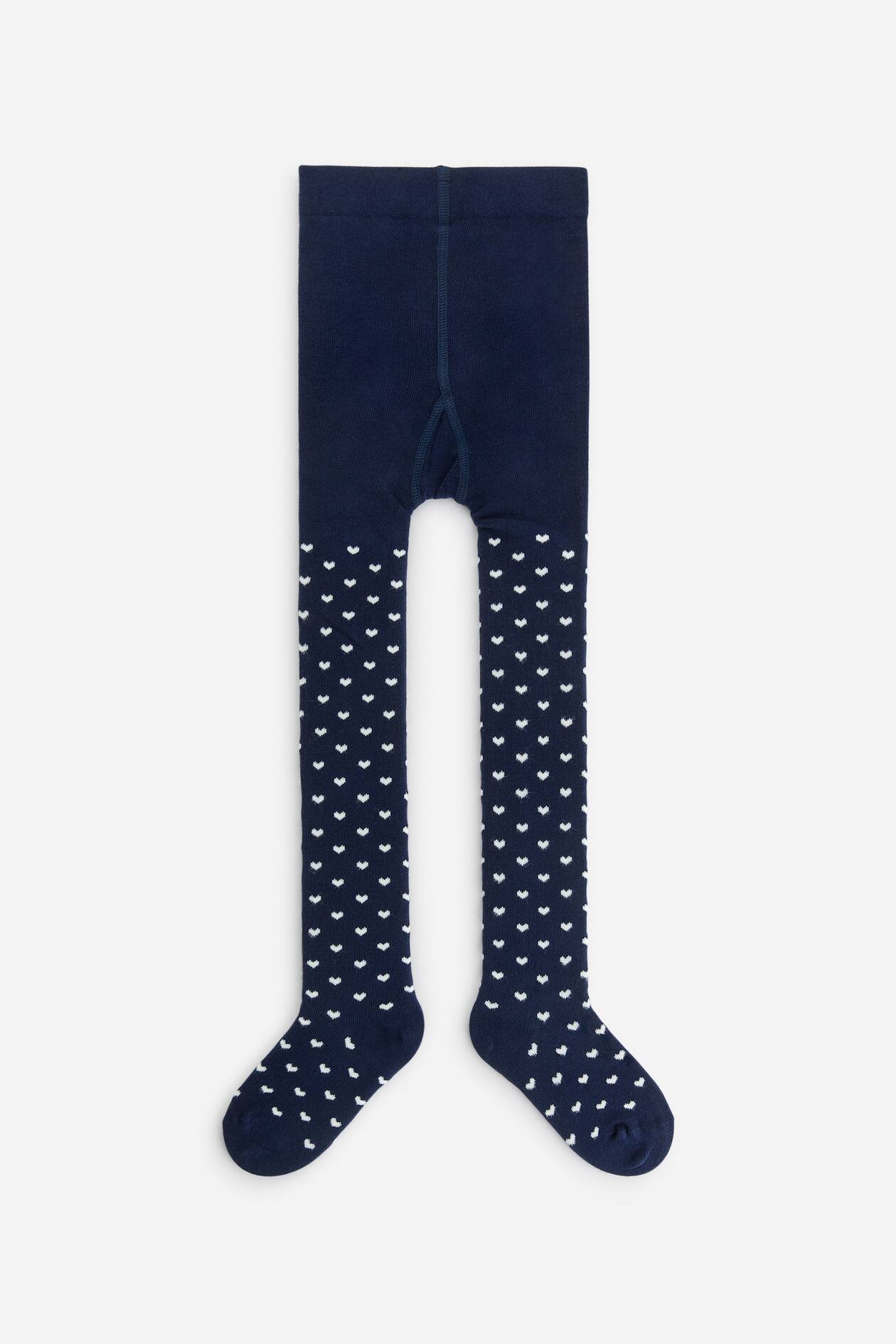 Collants en coton mélangé - Bleu foncé/Cœurs - ENFANT | H&M FR