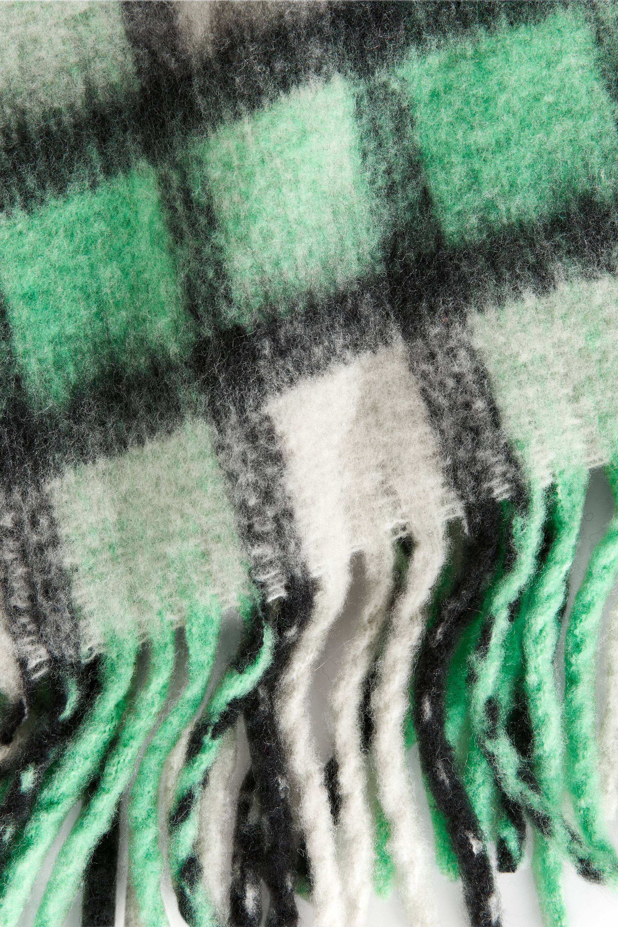 Wool Blend Scarf - Green/Black/Off White - Ladies | H&M GB