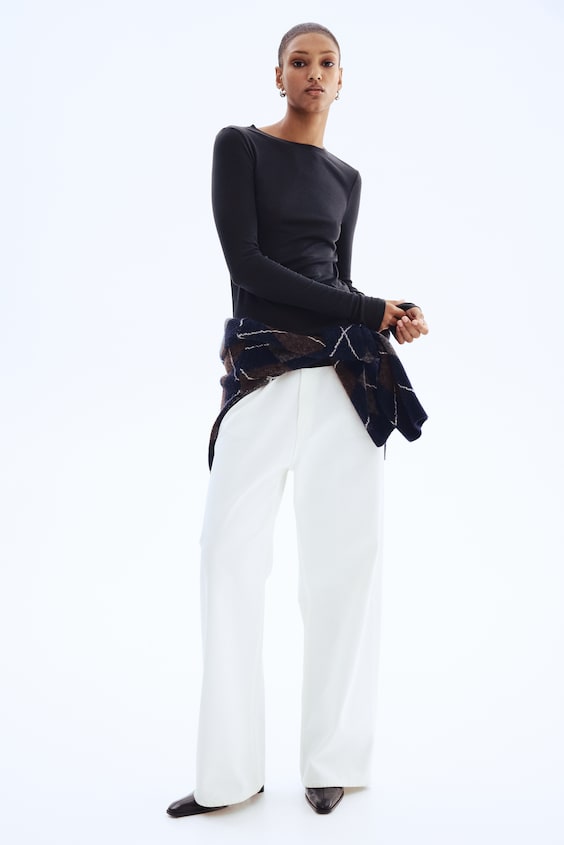Women's Nearly black Pima cotton jersey top | H&M GB