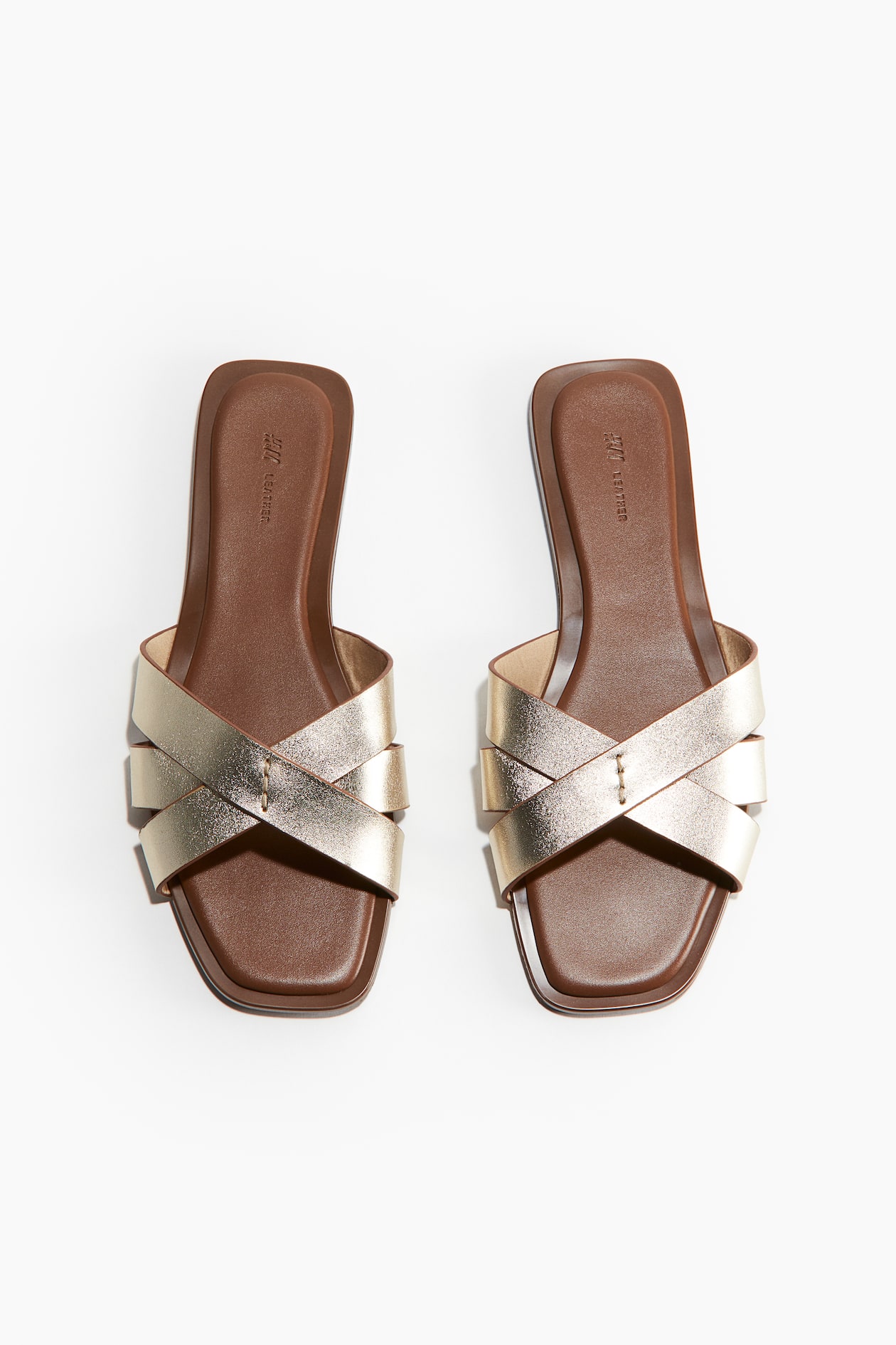 Women's Gold-colored Leather Sandals | H&M CA
