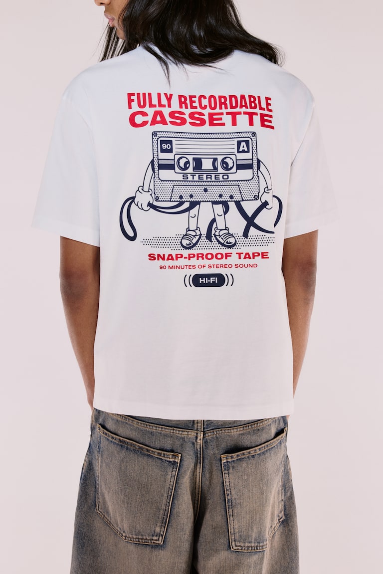 Loose Fit Printed T-shirt - White/Hi-Fi - Men | H&M IN