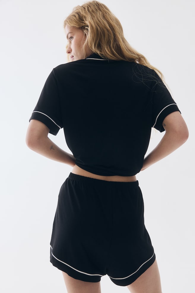 Pajama Shirt and Shorts - Black - Ladies | H&M US