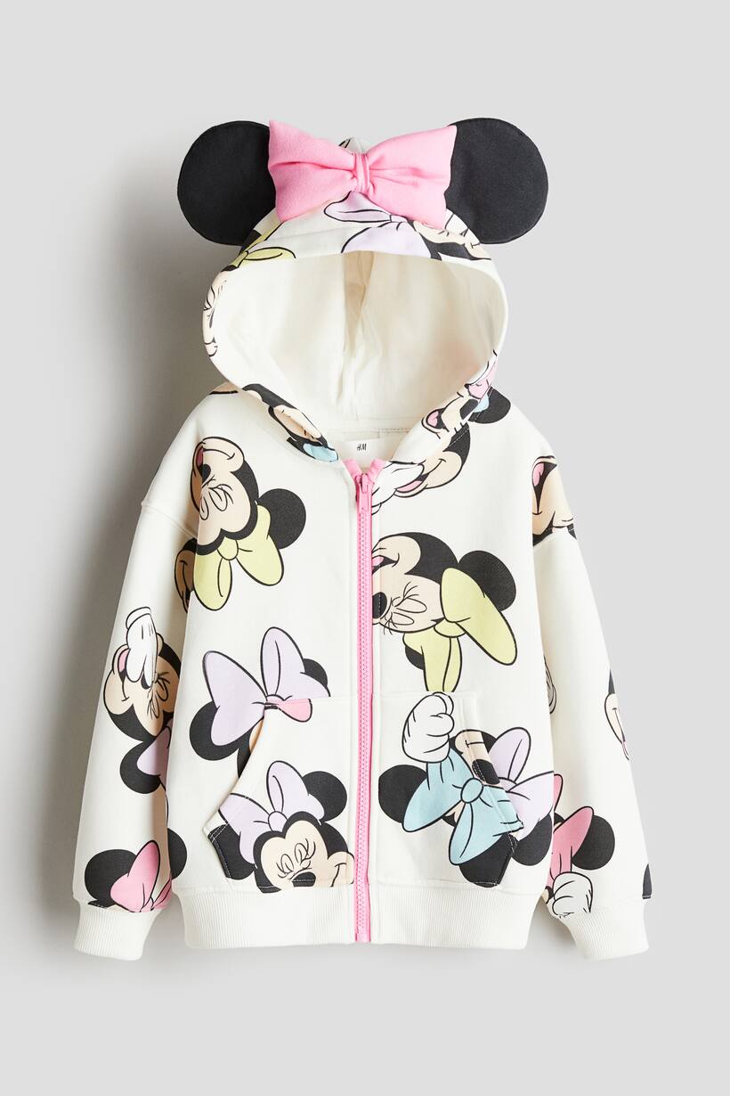 Printed Hooded Jacket - White/Minnie Mouse - Kids | H&M US