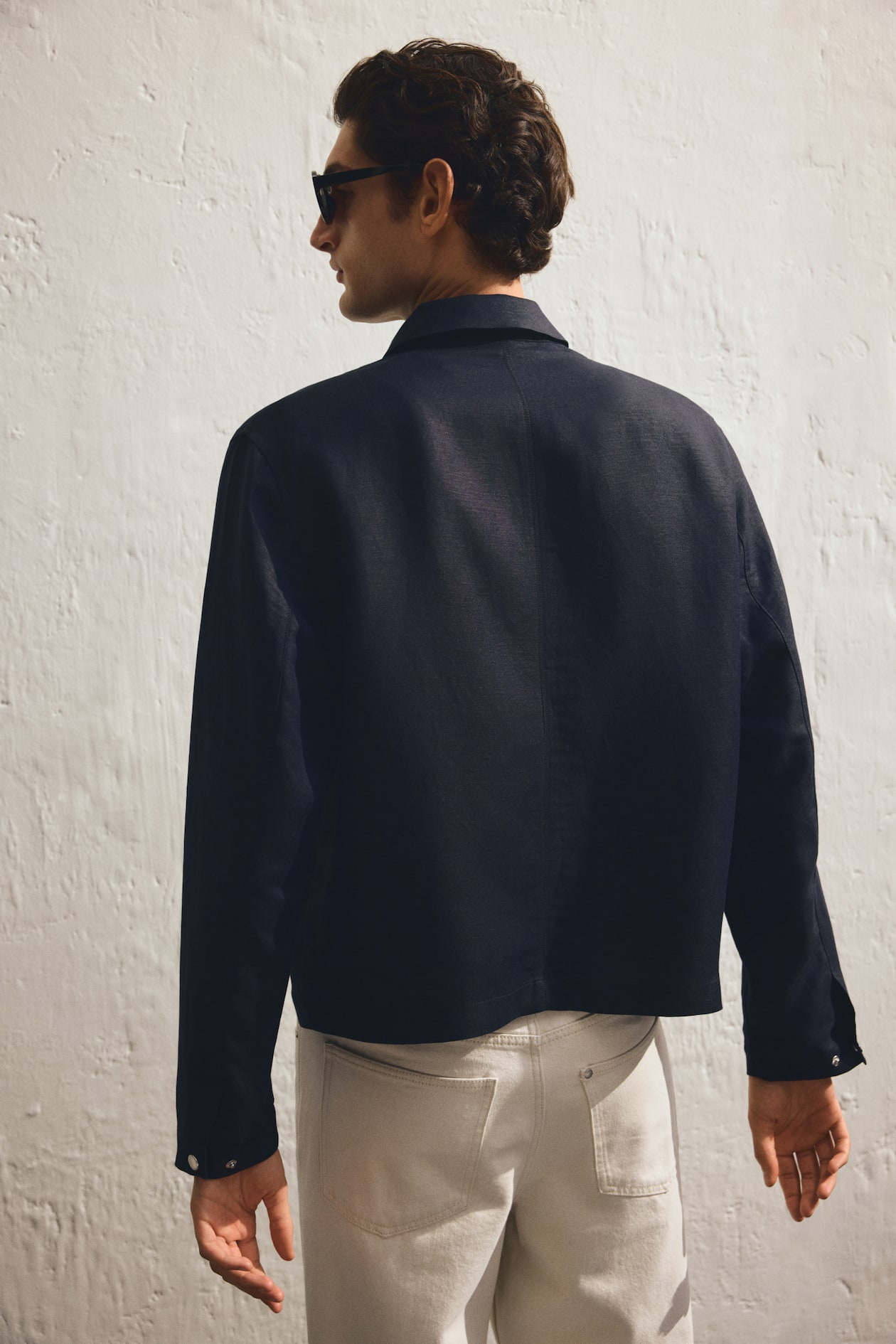 レギュラーフィット リネンブレンドジャケット - ネイビーブルー - Men | H&M JP