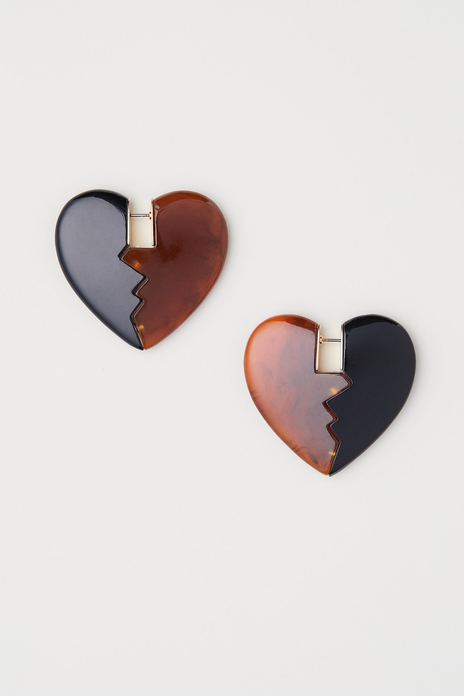 Heart-shaped Earrings - Black/brown melange - Ladies | H&M US