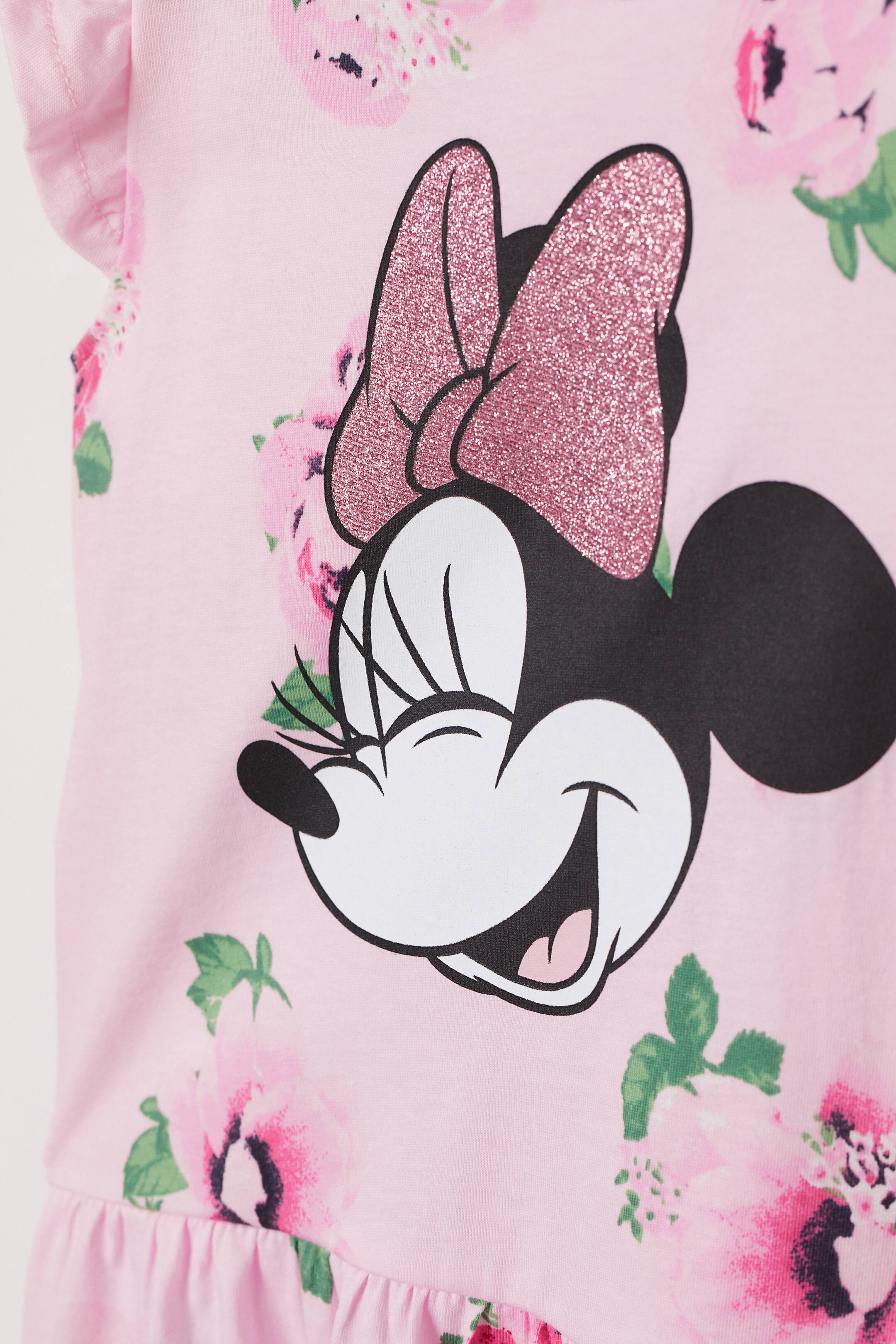 Printed Dress - Round Neck - Short sleeve - Light pink/Minnie Mouse ...