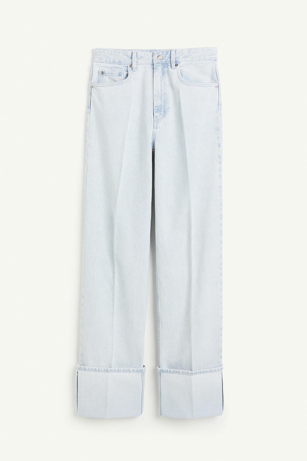 Women's Light denim blue Straight High Fold-up Jeans | H&M PH