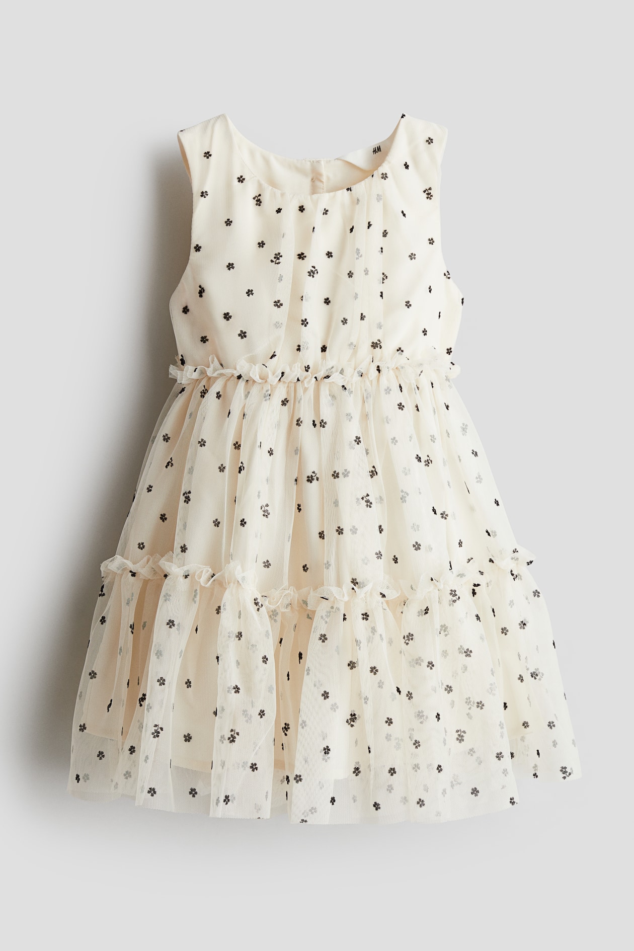Cream/Floral Frill-trimmed tulle dress for kids | H&M
