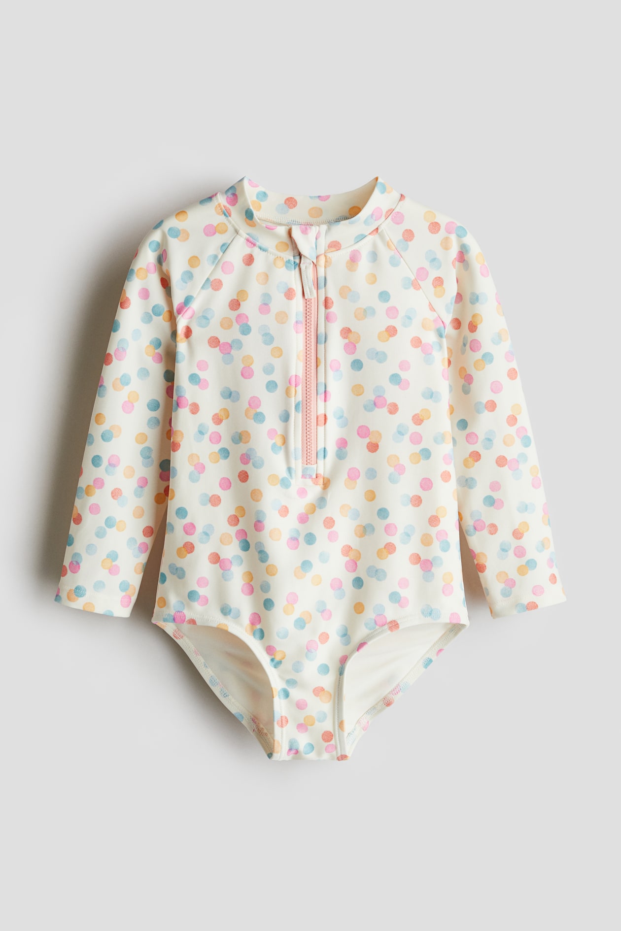 Jednodielne plavky s dlhým rukávom - Krémová/bodkovaná - DETI | H&M SK