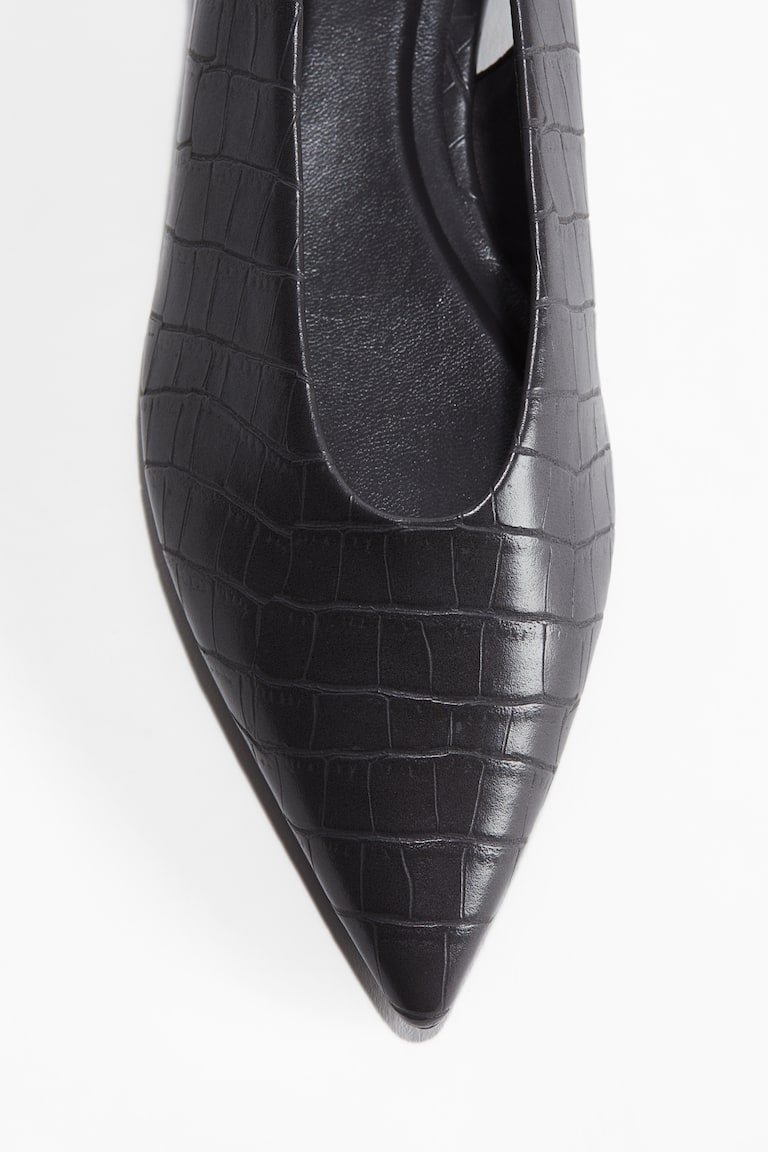 Escarpins à bout pointu avec bride arrière - Gris foncé/motif croco ...