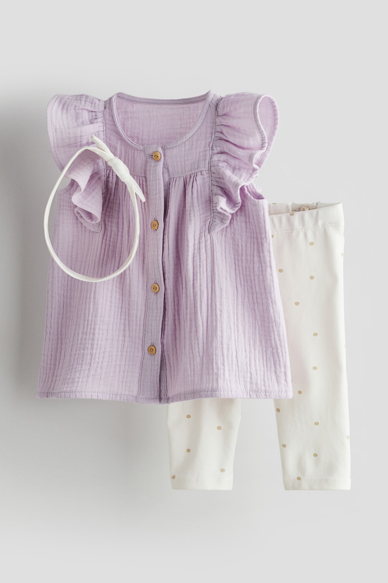 Light purple/Spotted 3-piece cotton set for kids | H&M GB