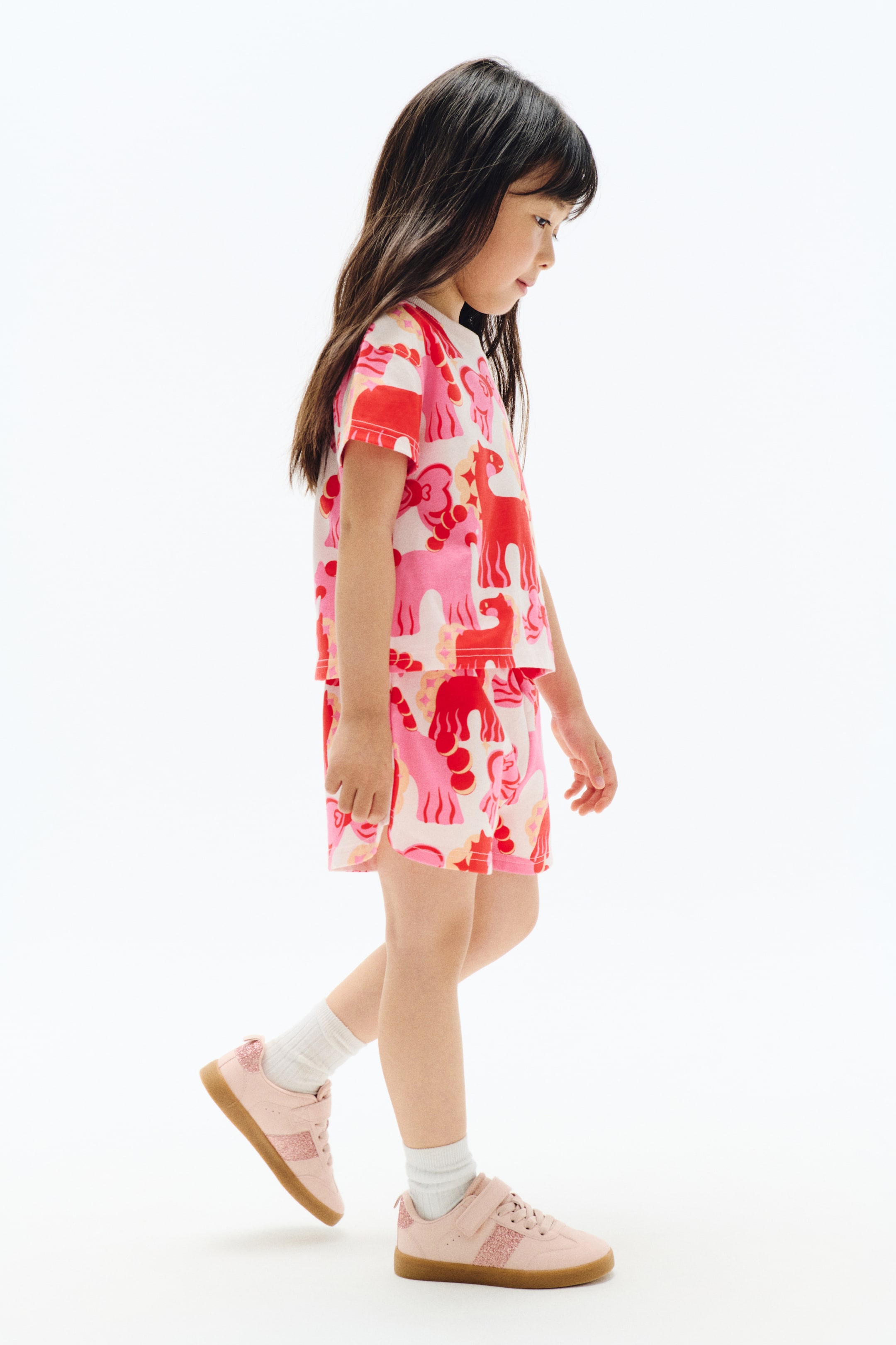 White/Horses 2-piece printed cotton set for kids | H&M SG