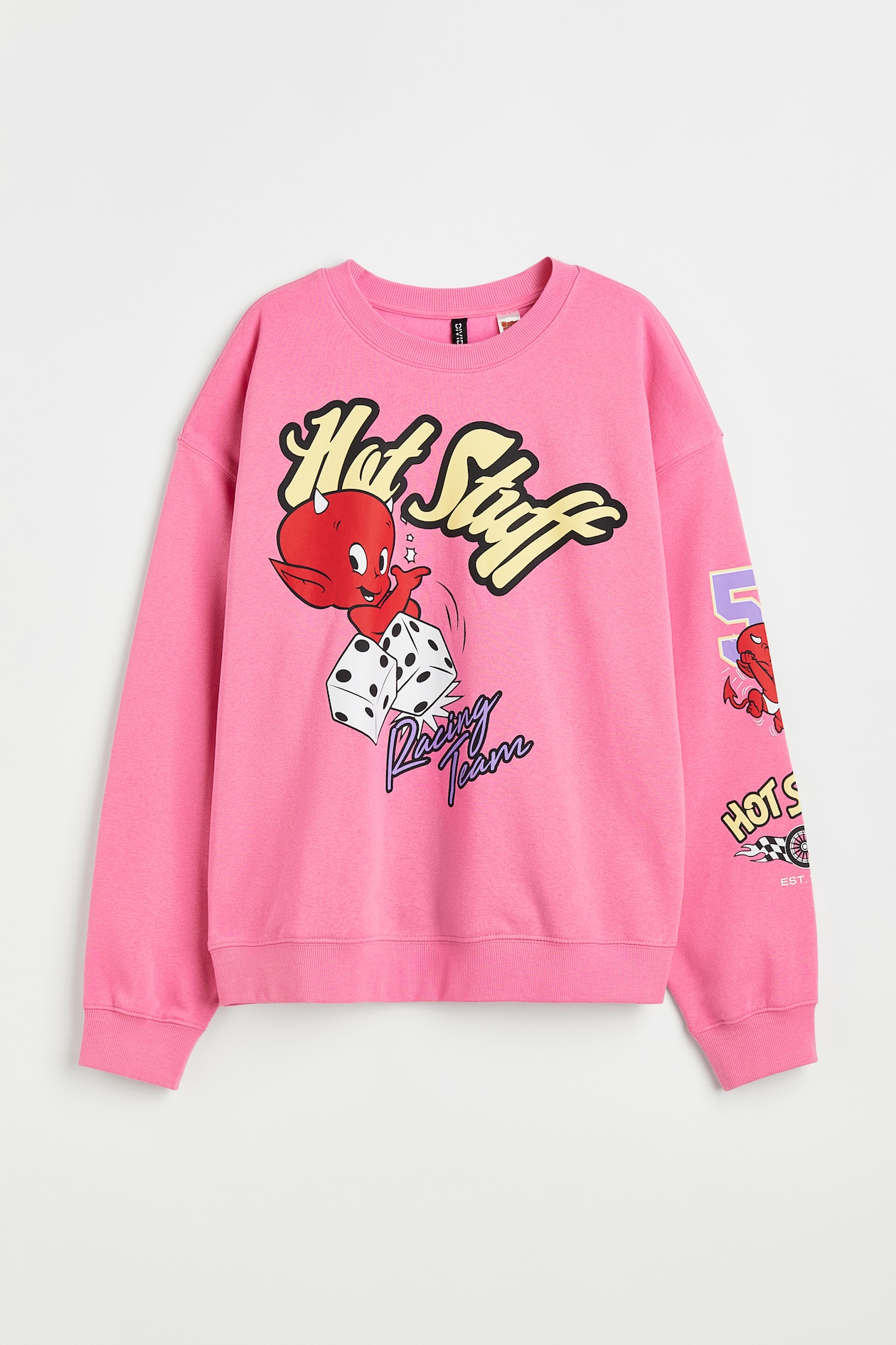 Sweatshirt mit Print - Rundausschnitt - Langarm - Rosa/Hot Stuff - Ladies | H&M AT