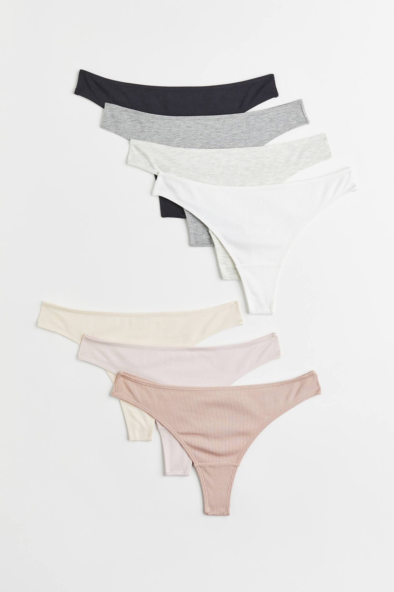 7er-Pack Strings aus Jersey - Niedriger Bund - Rosa/Lila/Beige - Ladies ...